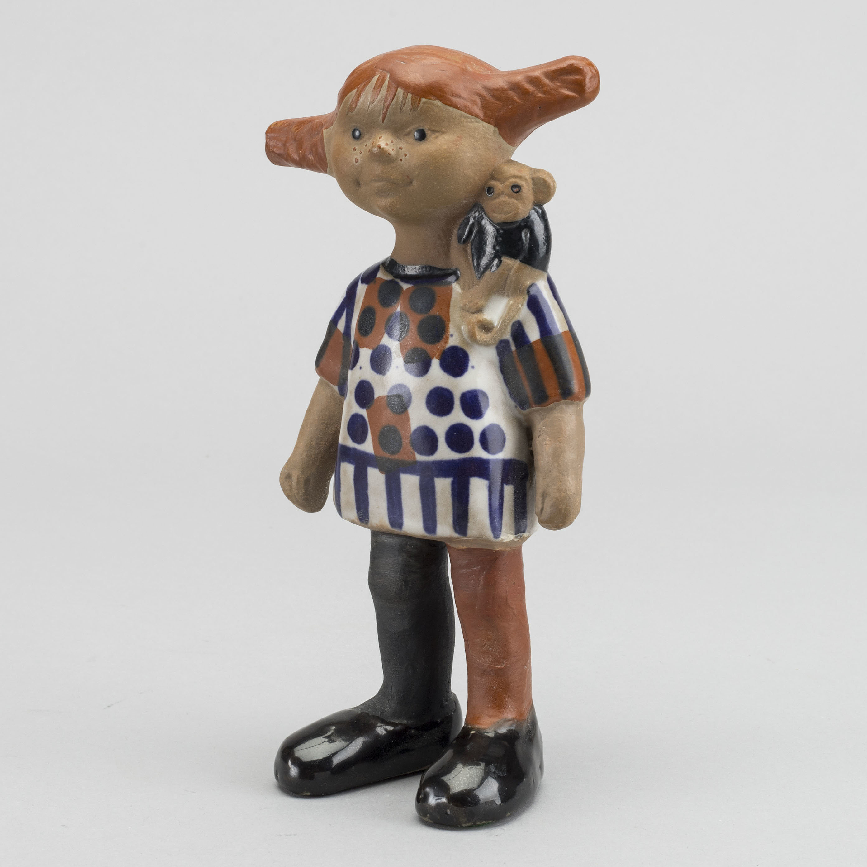A stoneware figurine by Lisa Larson, Pippi Longstocking. - Bukowskis