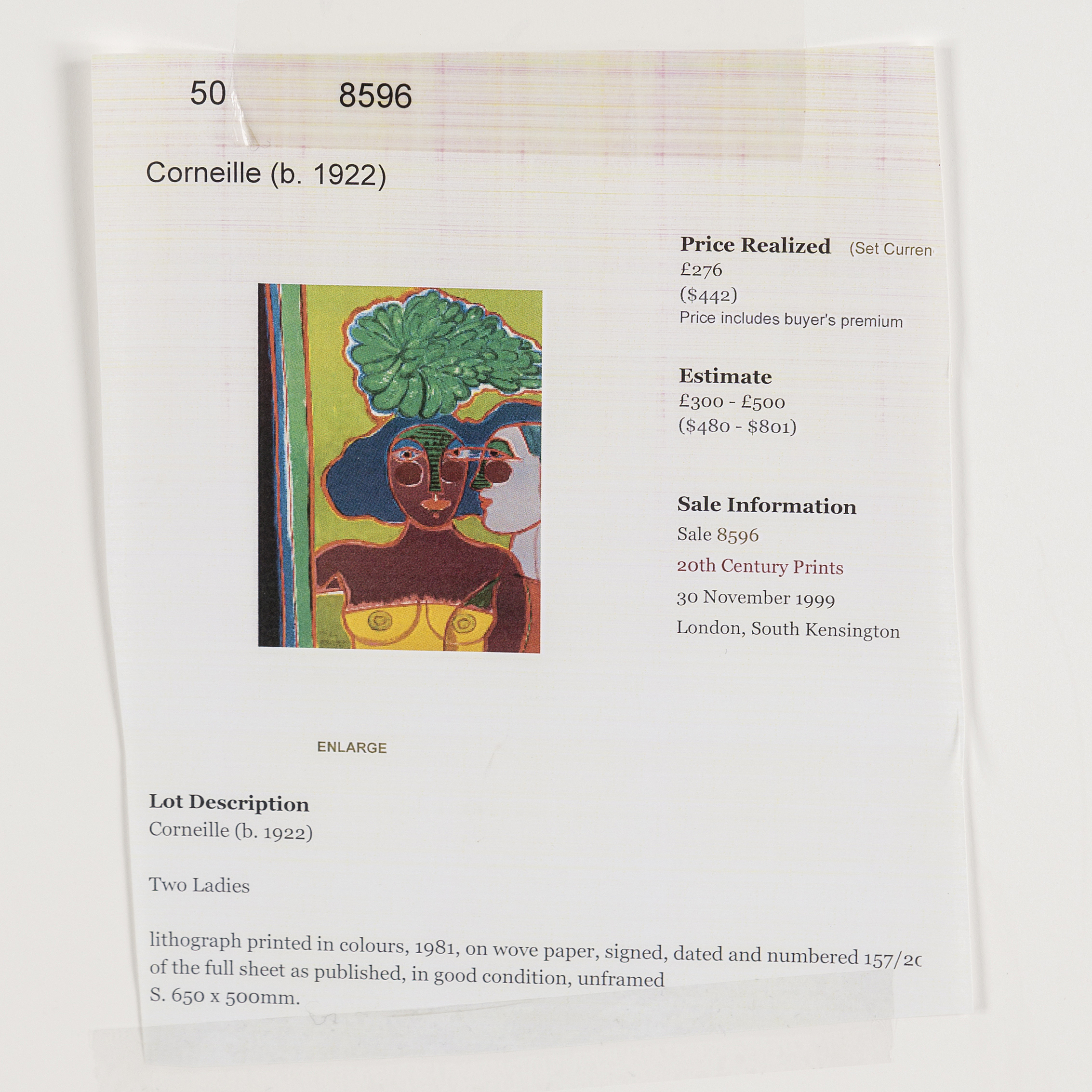 BEVERLOO CORNEILLE, lithograph in colours, signed and numbered 170/200 ...