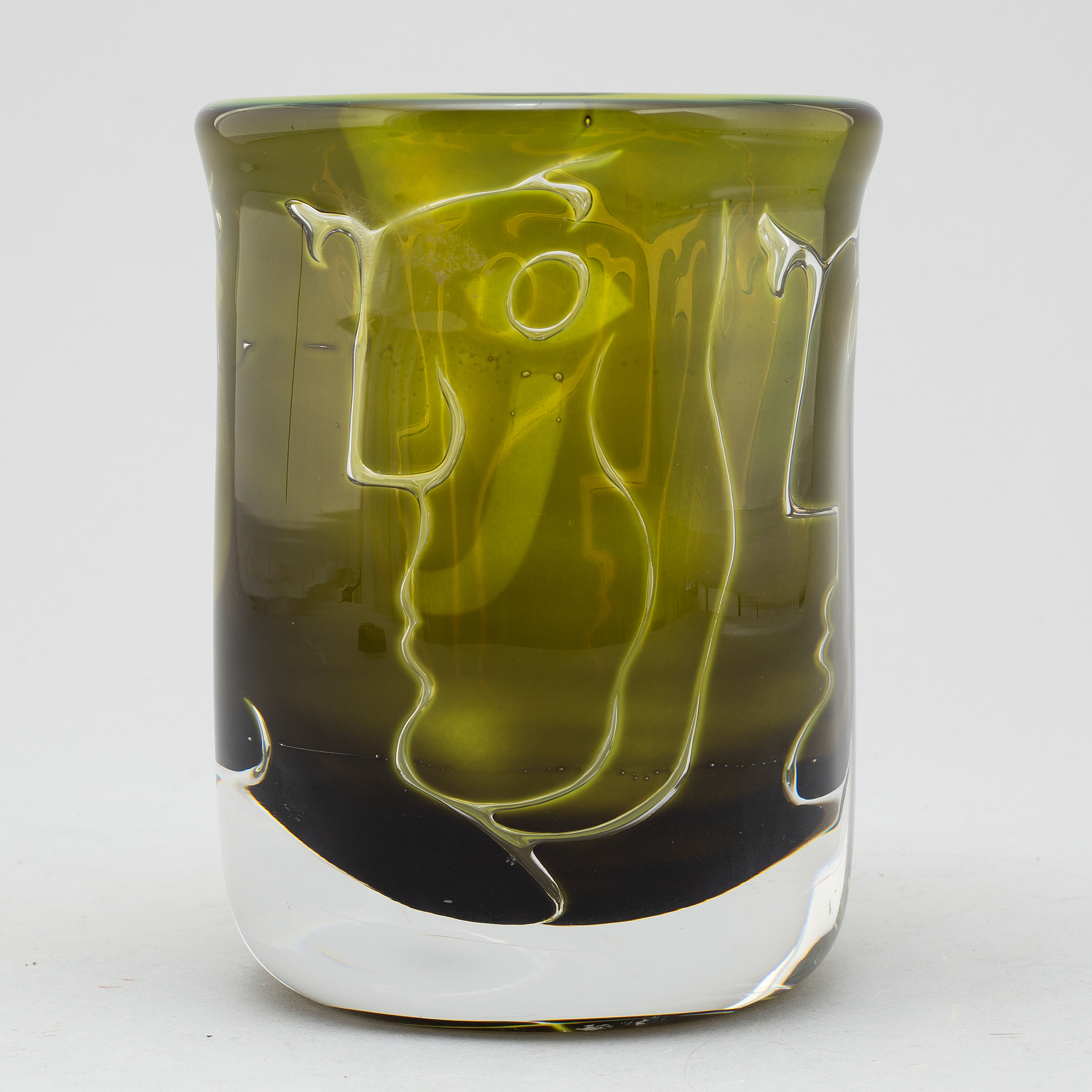 INGEBORG LUNDIN, vas, Ariel, "Ansikten", Orrefors 1976. - Bukowskis