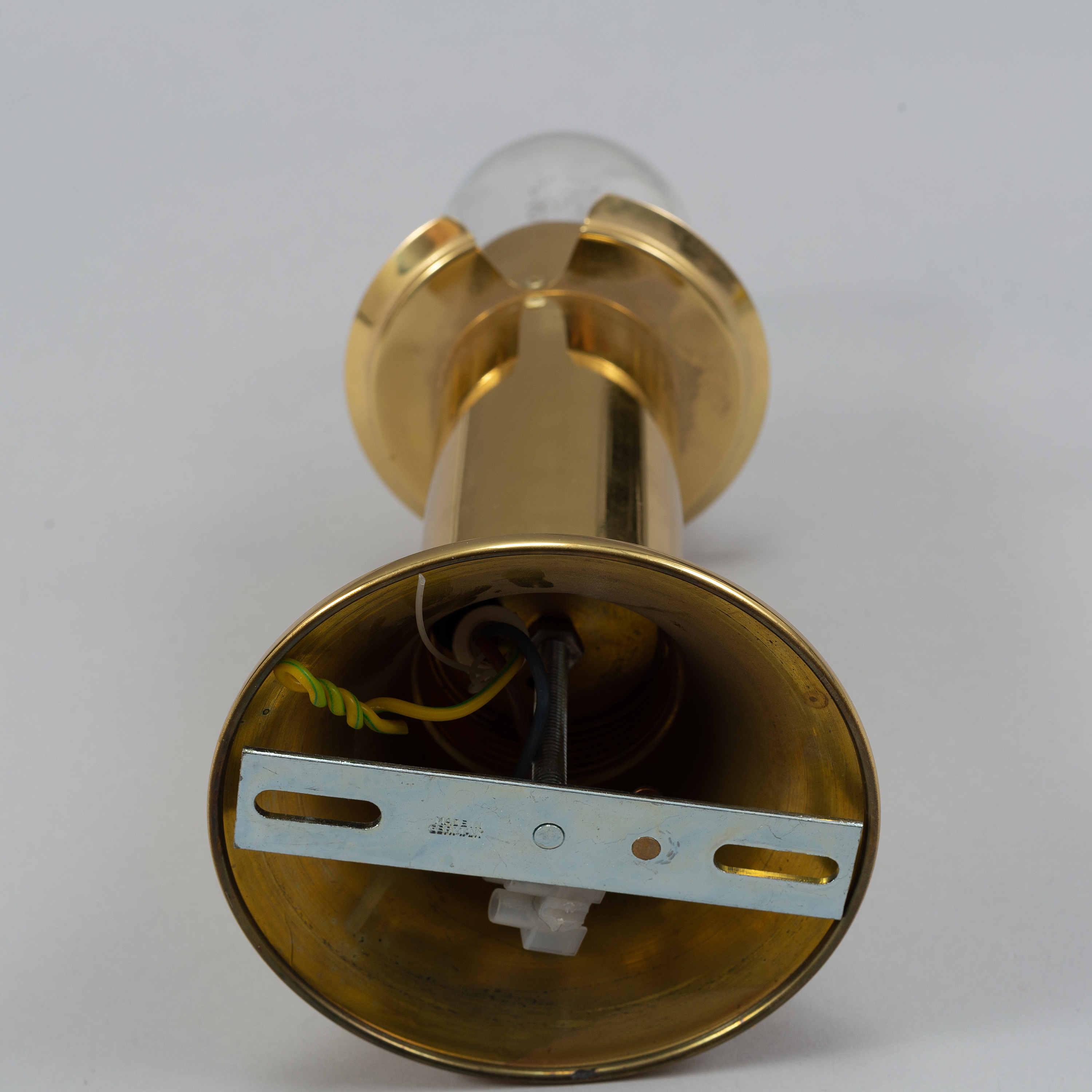 Four 1970's brass and glass ceiling/table lamps, Ott international ...