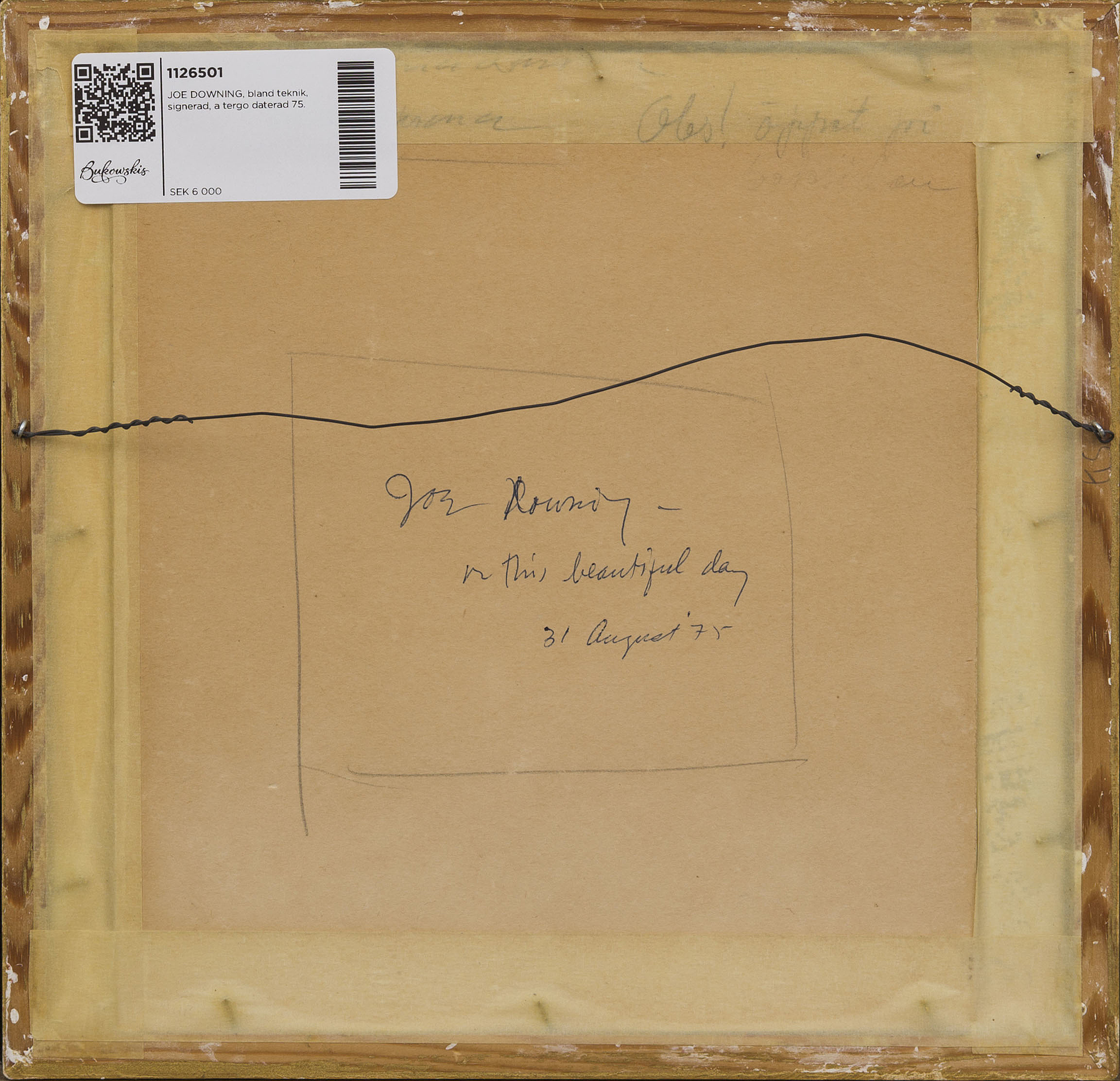 JOE DOWNING, mixed medias, signed, a tergo dated 75. - Bukowskis