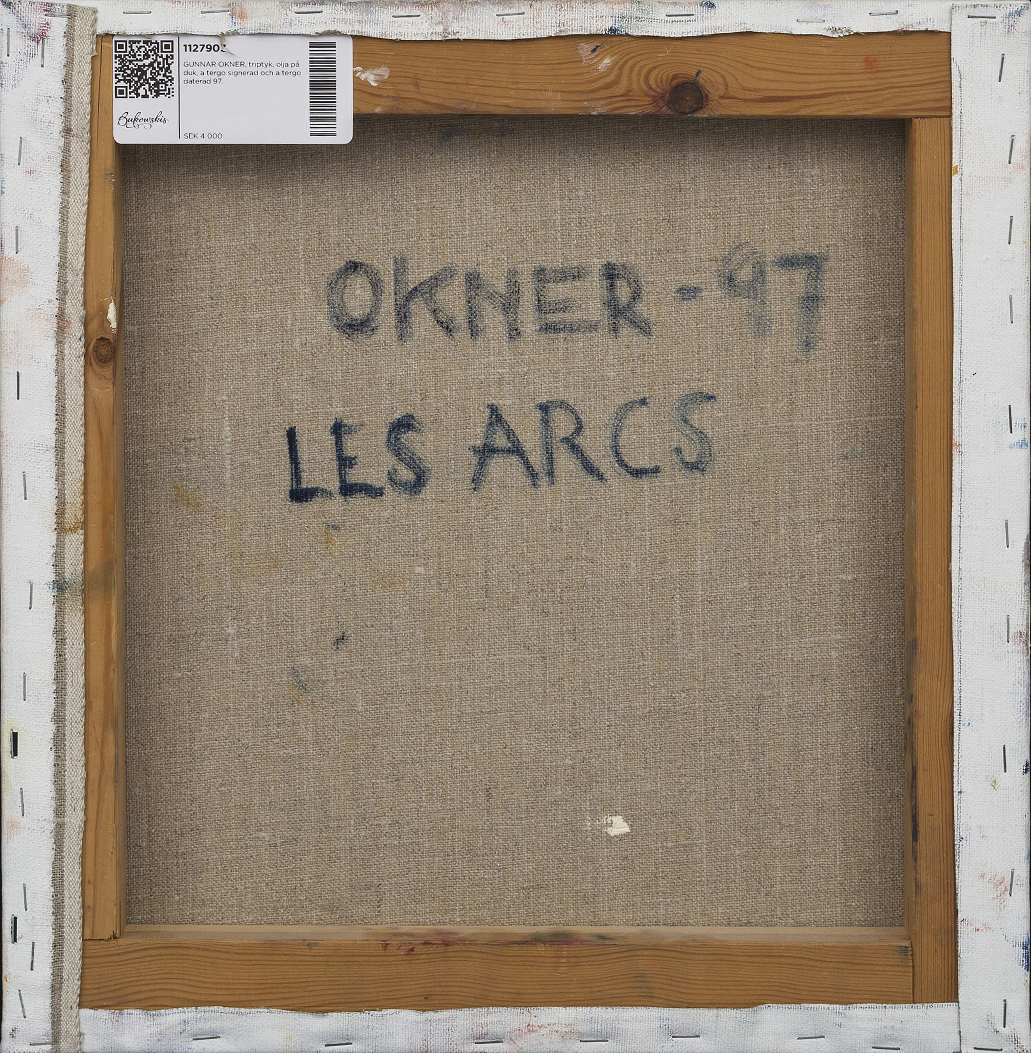 GUNNAR OKNER, triptyk, oil on canvas, a tergo signed and a tergo dated ...