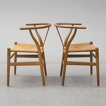 HANS J WEGNER, stolar, 6 st, "Y-stolen", Carl Hansen & Son, 1950/60-tal. - Bukowskis