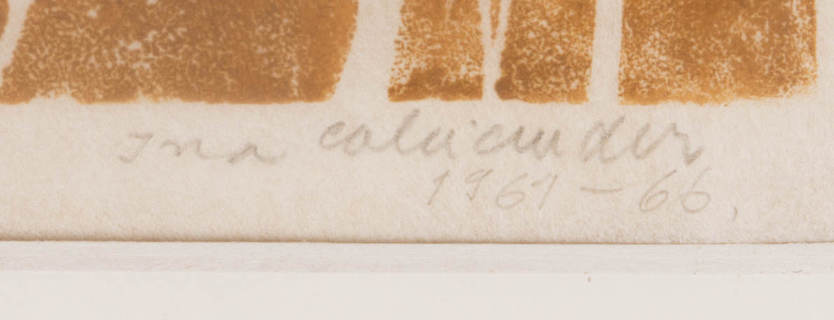 INA COLLIANDER, puupiirros, signeerattu ja päivätty 1961-1966 ...