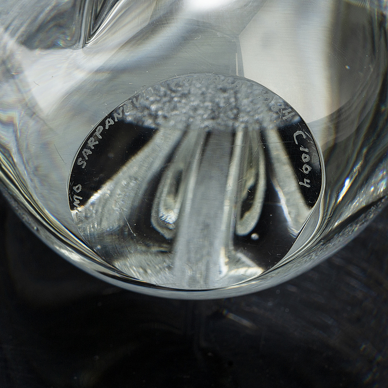 A TIMO SARPANEVA glass sculpture for Iittala 1984, signed Timo ...