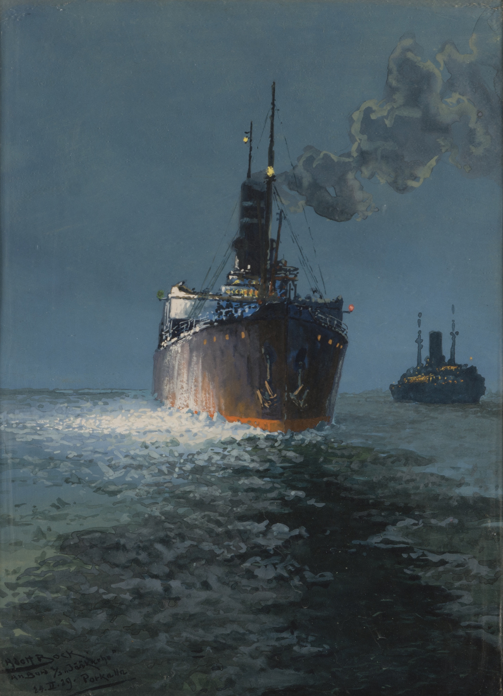 ADOLF BOCK, gouache, signed and dated 24.II. 1929. - Bukowskis