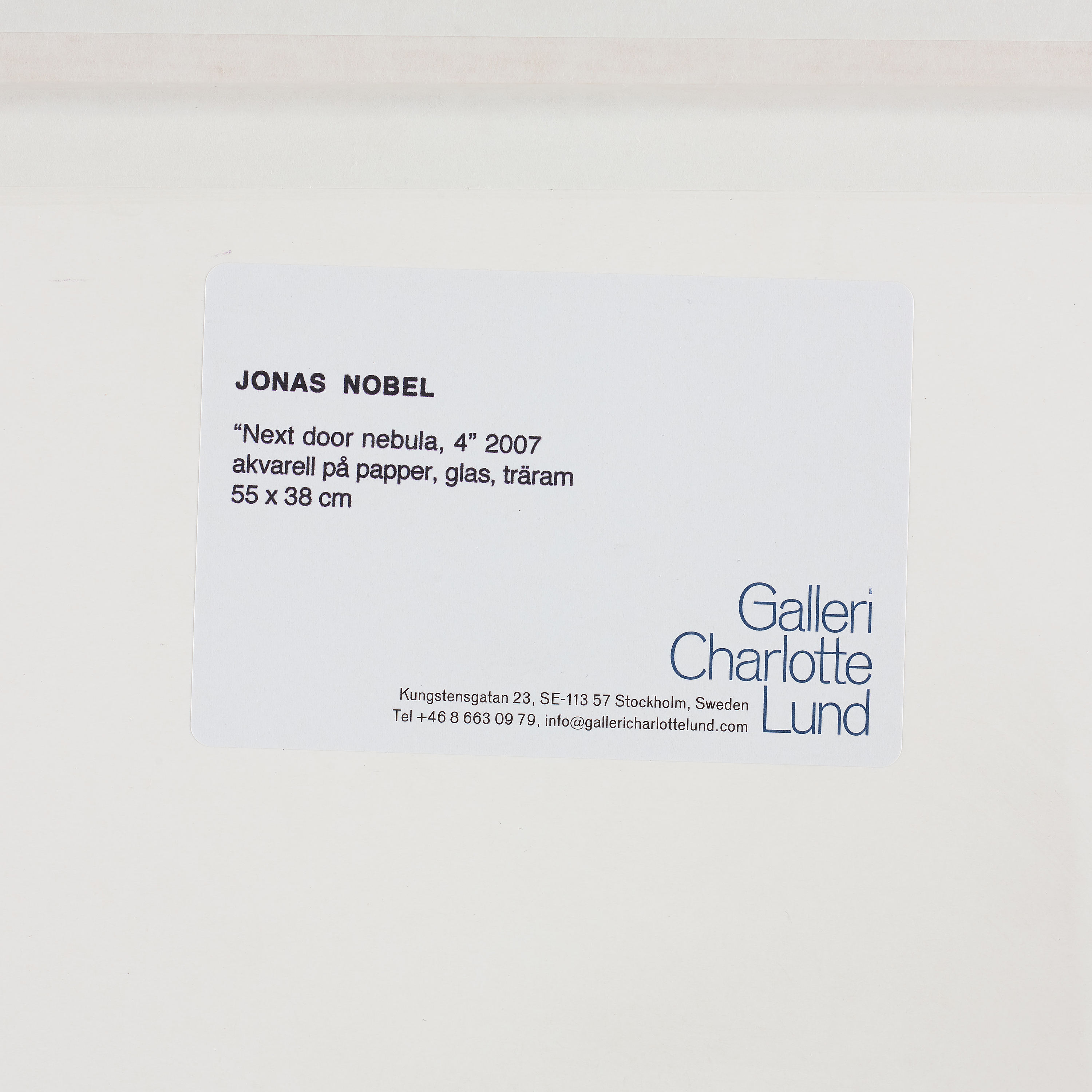 JONAS NOBEL, watercolor signed and dated 2007 on verso. - Bukowskis