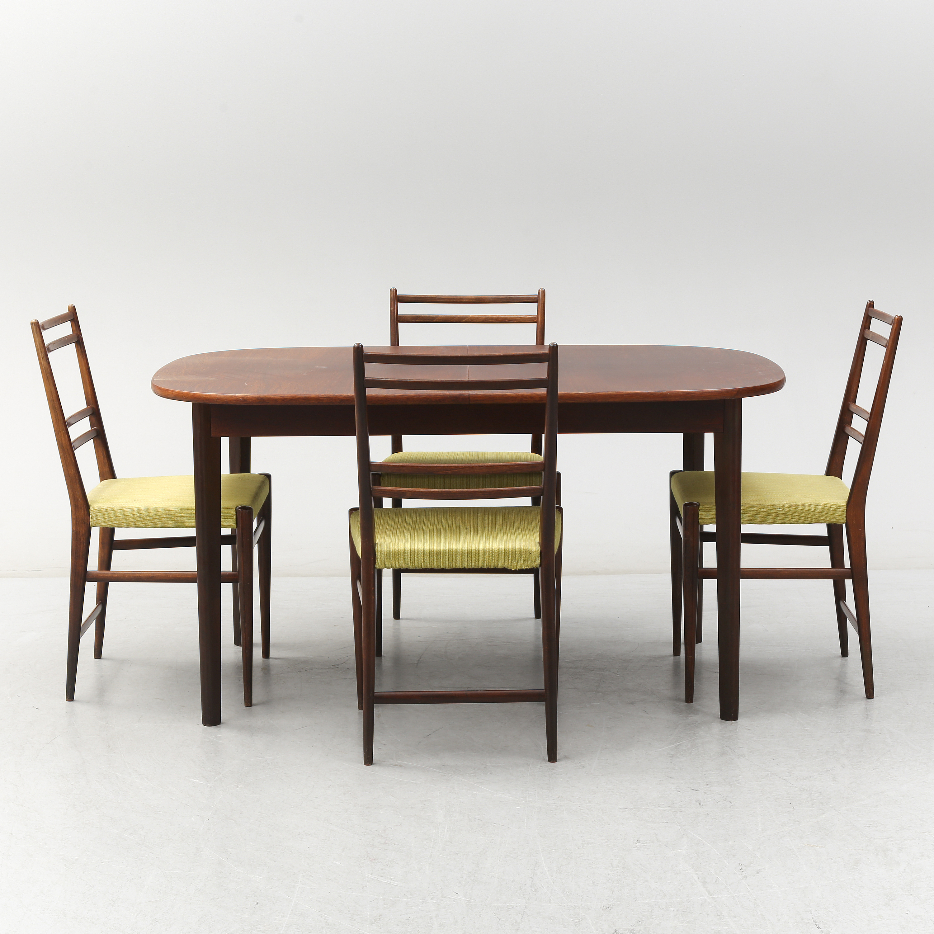A stained teak dining table with four chairs, JOC, 1960's. - Bukowskis