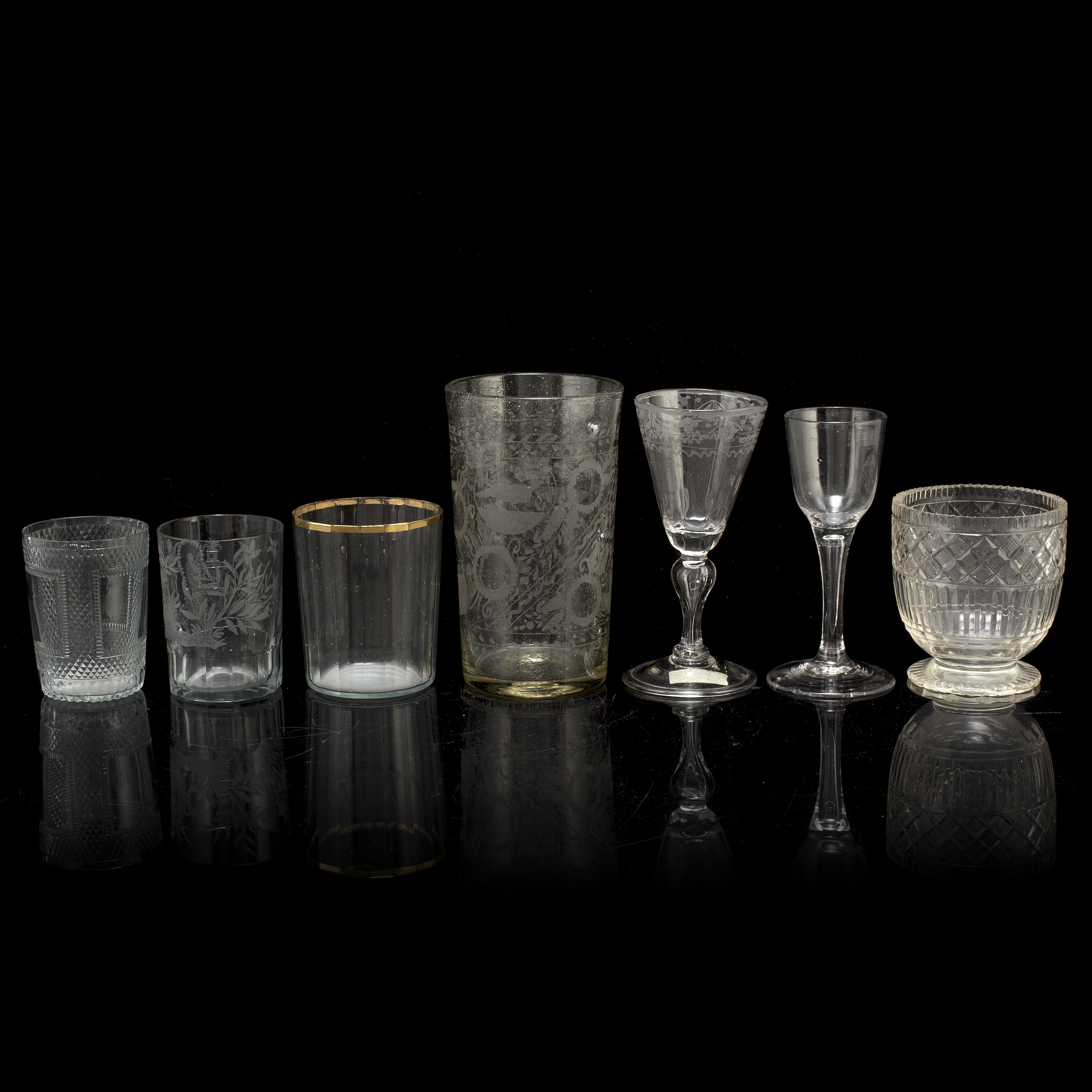 Seven glasses, 18th and 19th century. - Bukowskis