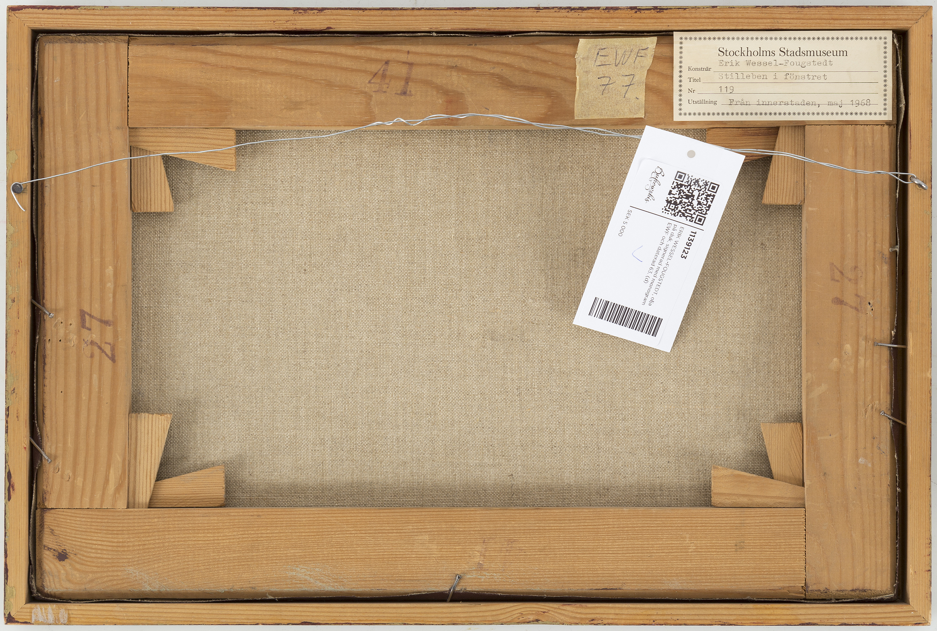 ERIK WESSEL-FOUGSTEDT, olja på duk, signerad med monogram EWF och ...