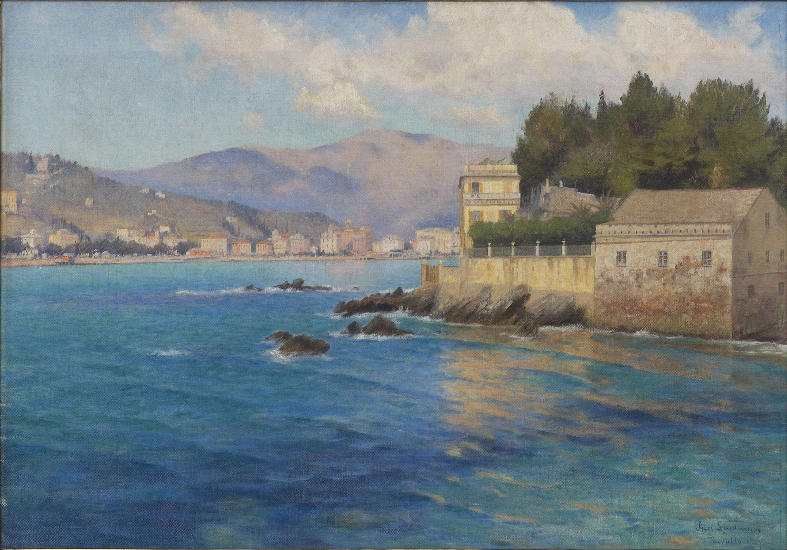 AXEL LINDMAN, olja på duk, signerad Rapallo 1907. - Bukowskis