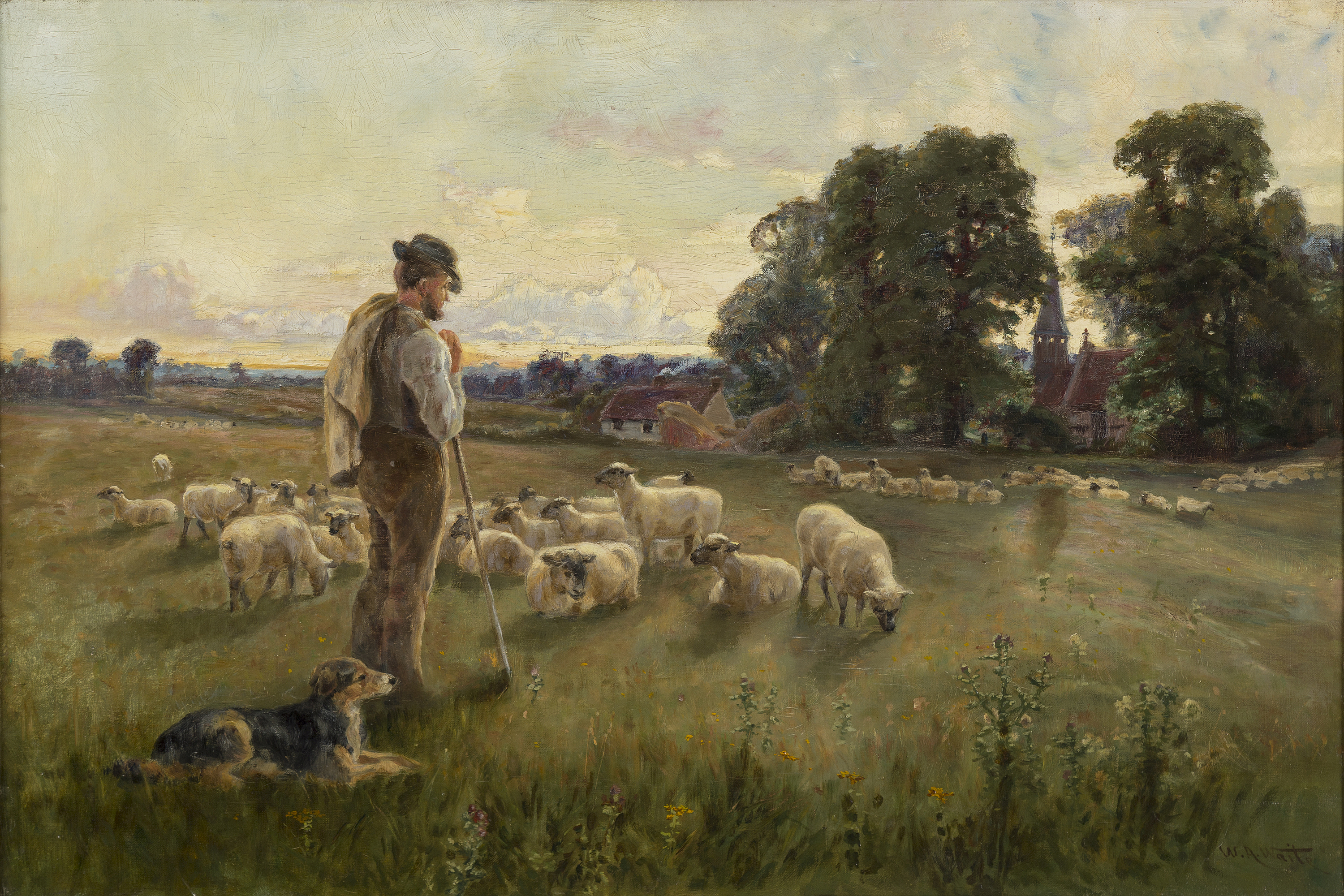 W A WAITE, oil on canvas, signed. - Bukowskis