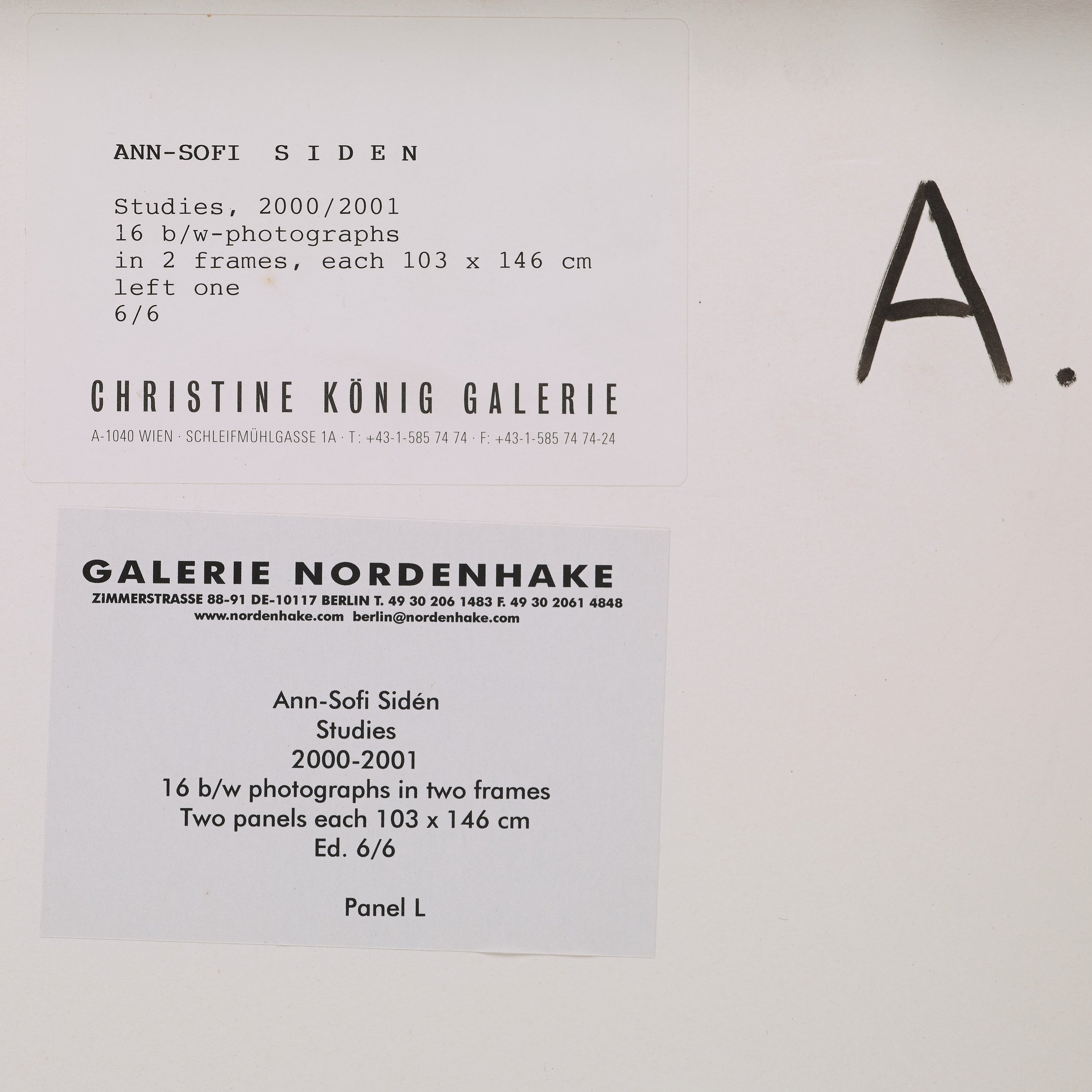 Ann-Sofi Sidén, "Studies for Fidei Commissum", 2000-2001. - Bukowskis