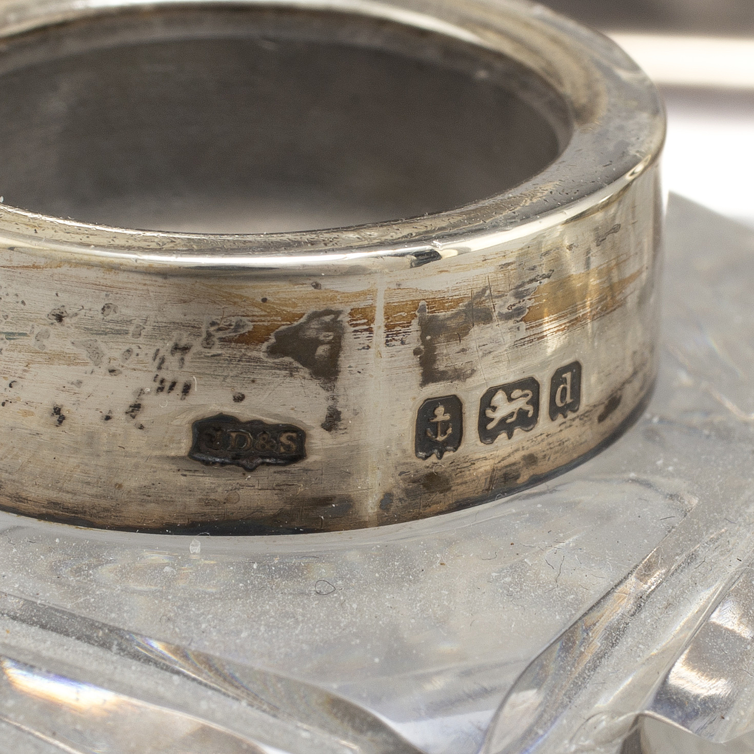 A silver plated writing set, marked JD&S, Birmingham with silver lidded ...