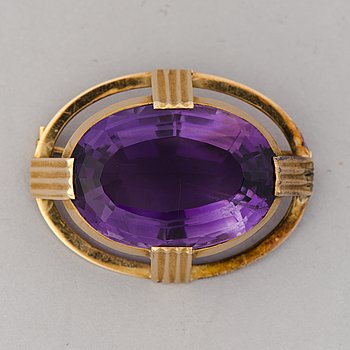 BROSCH, fasettslipad ametist, 14K guld. Kulta- ja hopeatuote, Lahtis ...