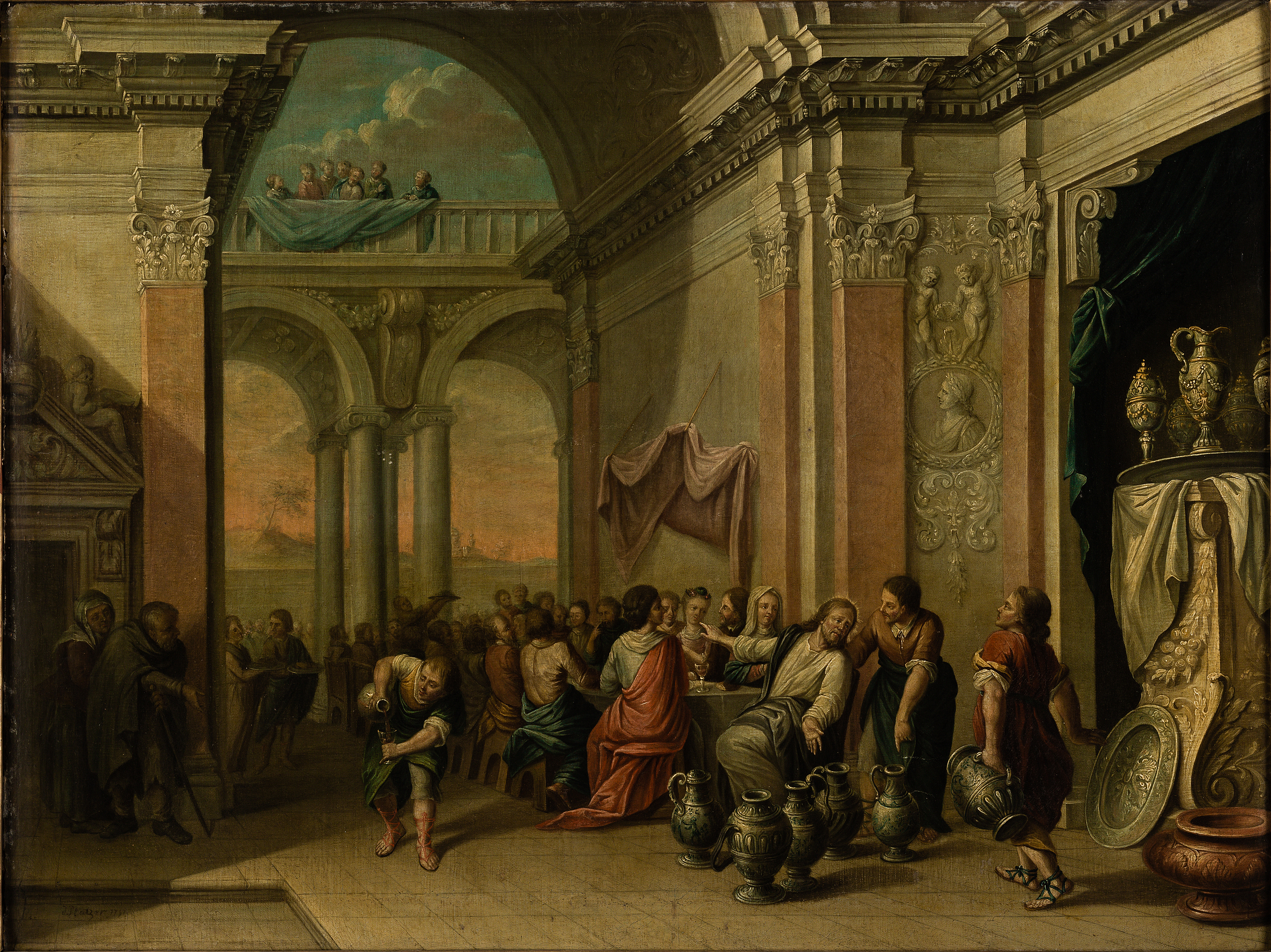 JOHANN GEORG PLATZER, fololower of, oil on canvas, inscirped J Platzer ...