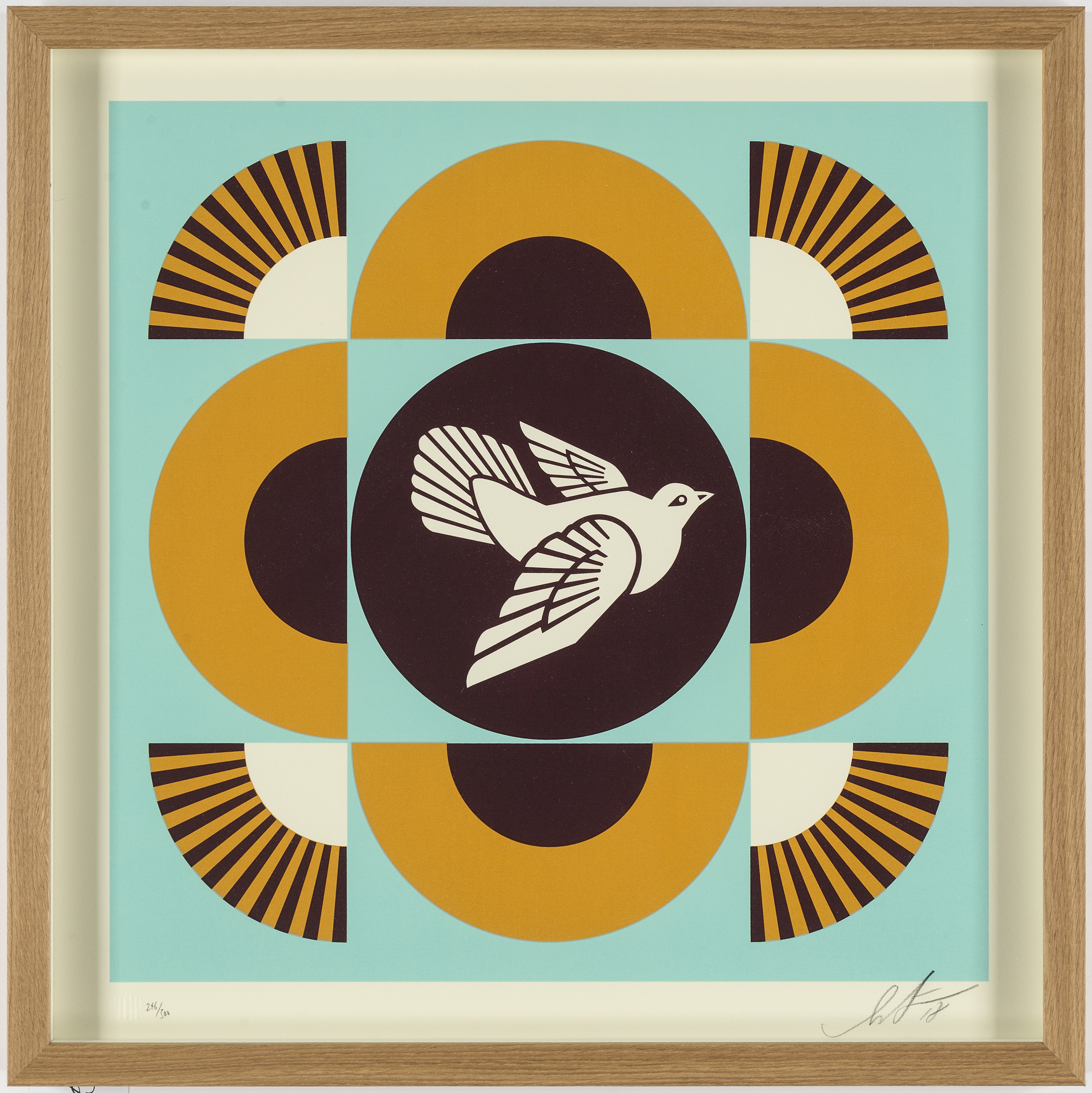 A Shepard 'Obey' Fairey triptych seriegraph, signed and numbered 246/ ...