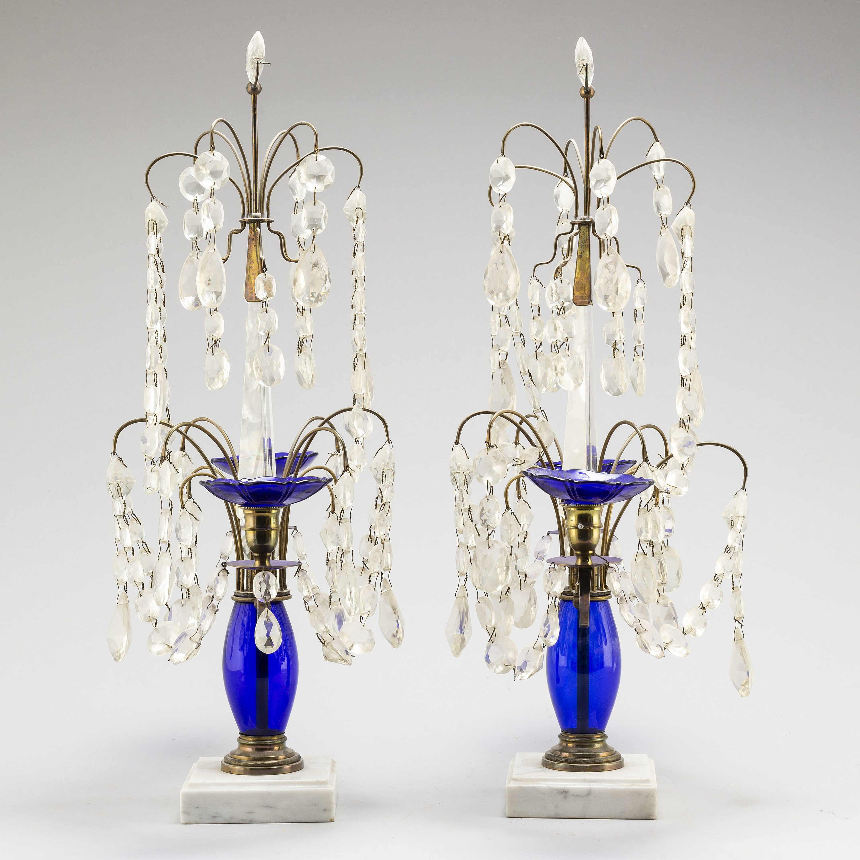 A pair of Gustavian style cut glass candlesticks, early 20th century ...