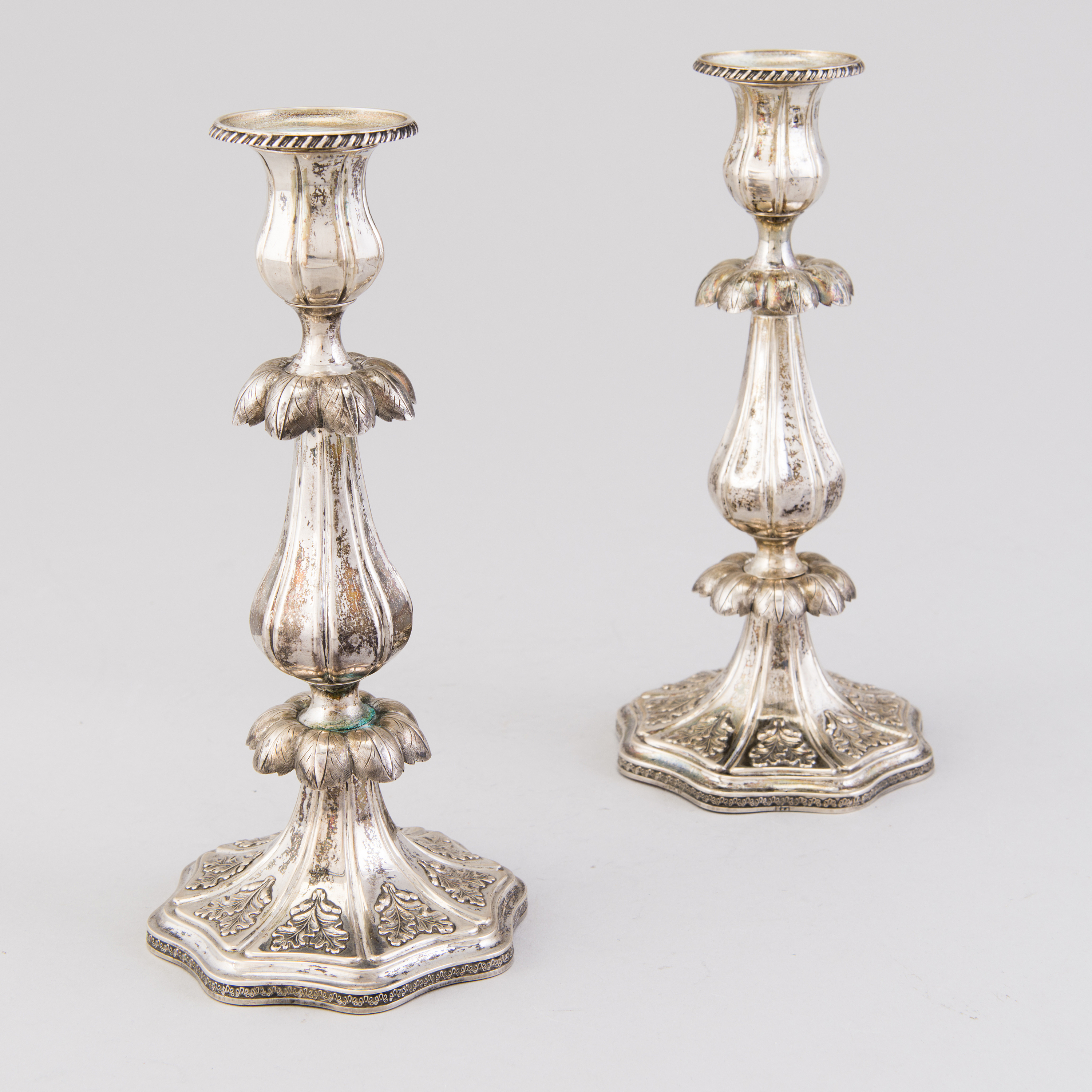 A PAIR OF FINNISH SILVER CANDLESTICKS, Olof Robert Lundgren, Turku 1848 ...