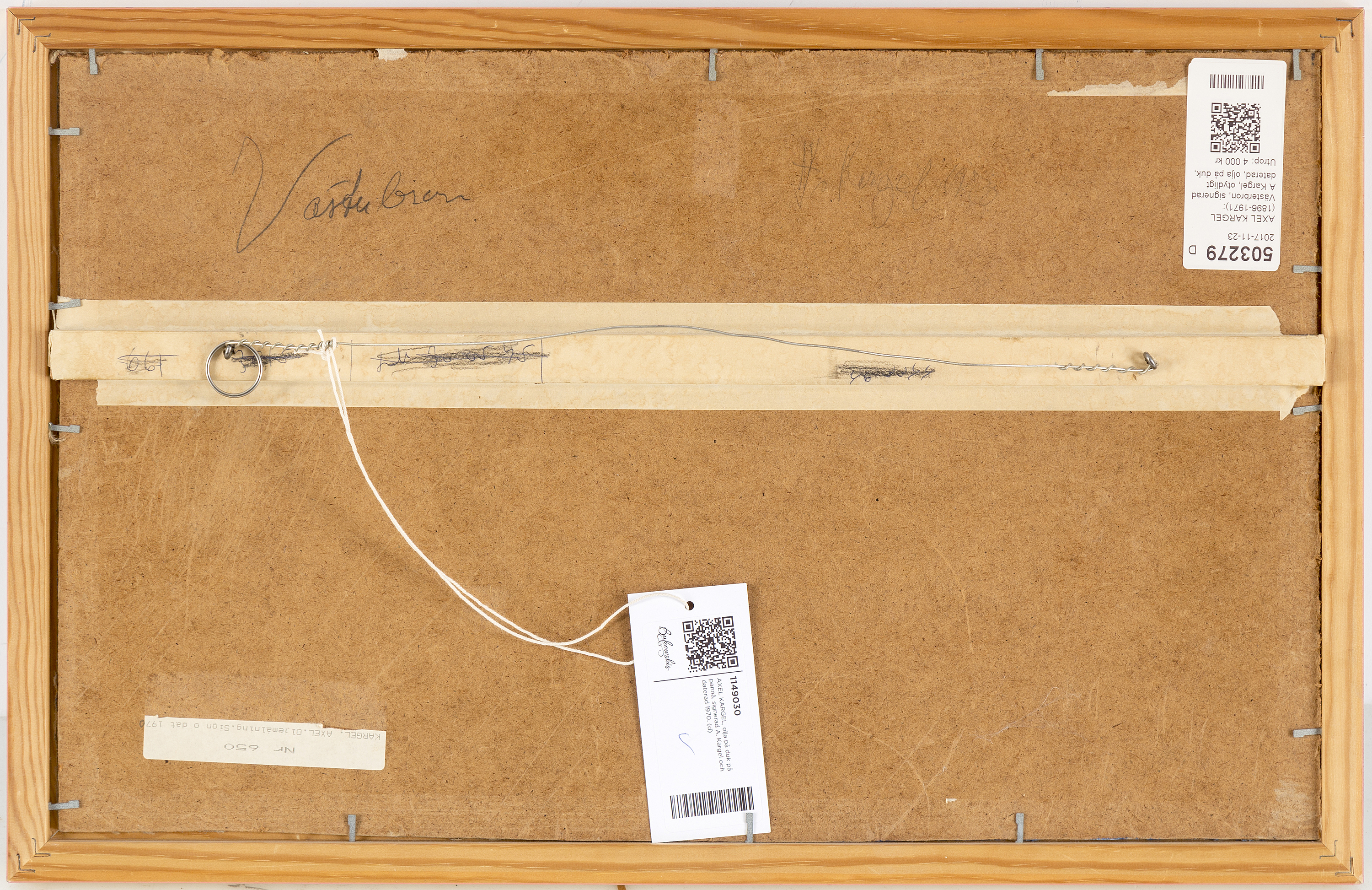 AXEL KARGEL, oil on canvas on board, signed A. Kargel and dated 1970 ...