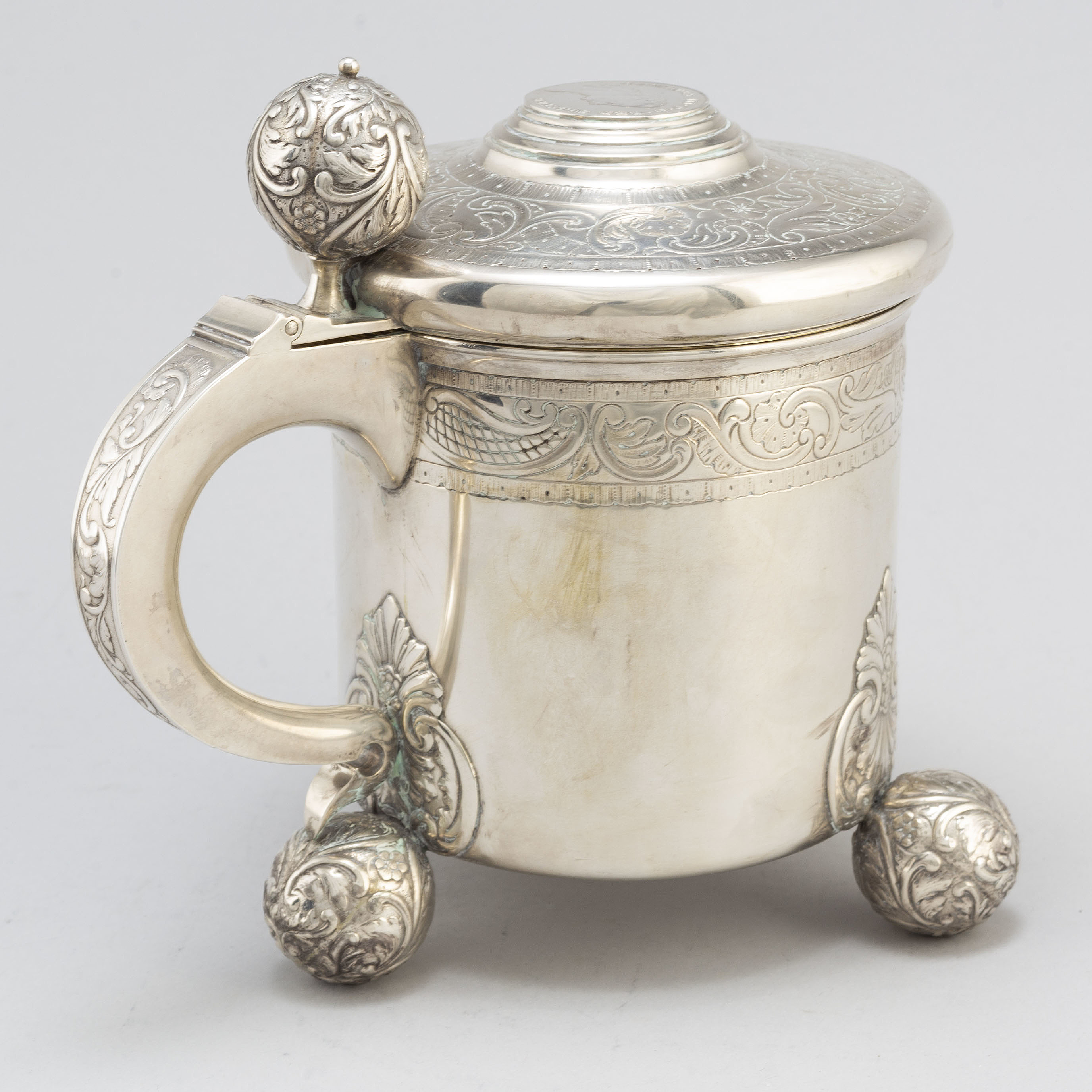 K ANDERSON, stop med lock, silver, Stockholm, 1914. - Bukowskis