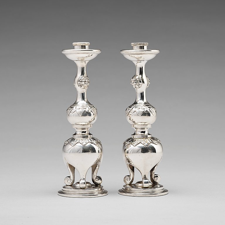 A pair of Chinese silver candle sticks, Shanghai, early 20th Century ...