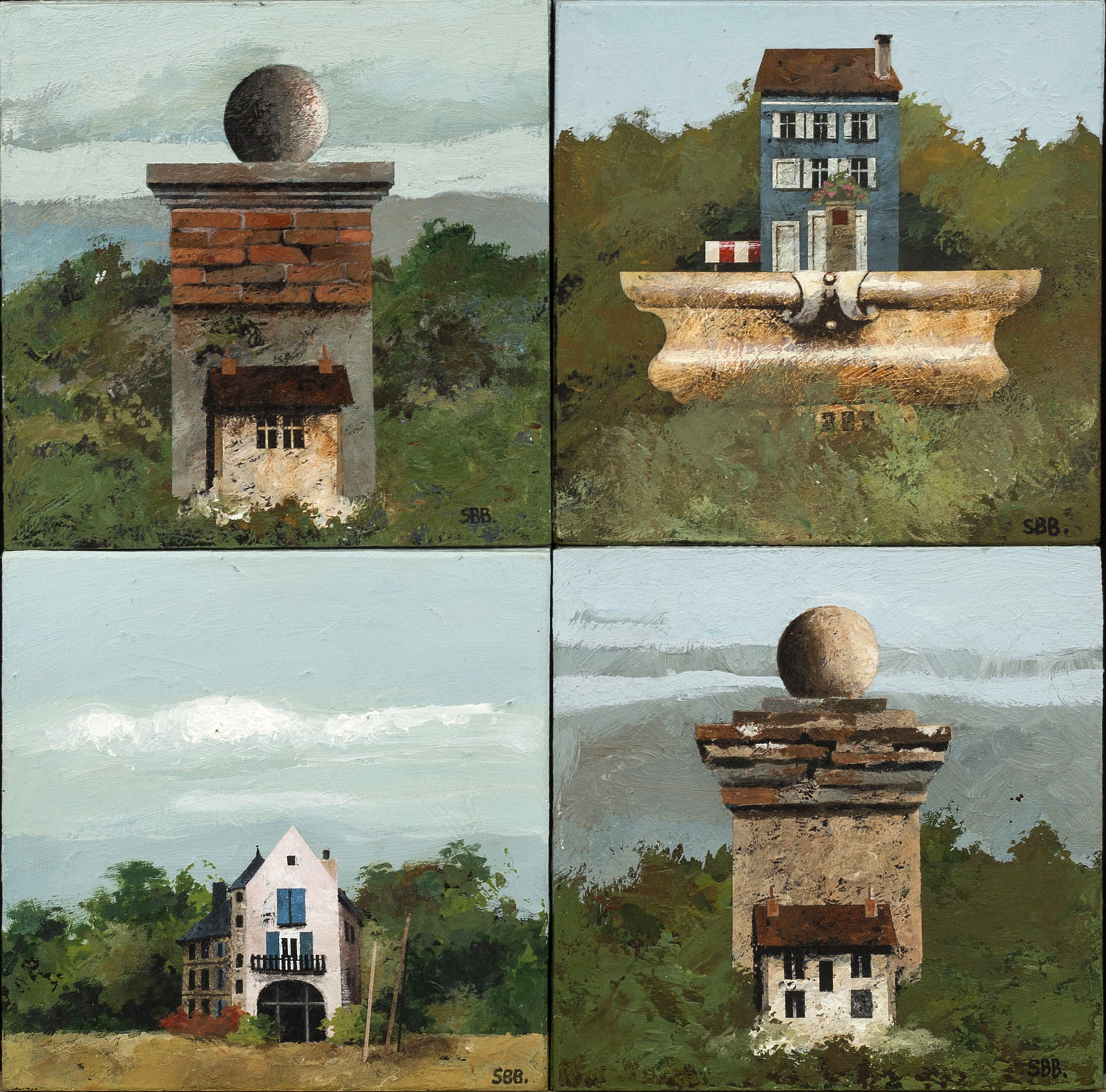 SVEN BERTIL BERG, 4 st akryl på pannå, signerade. - Bukowskis