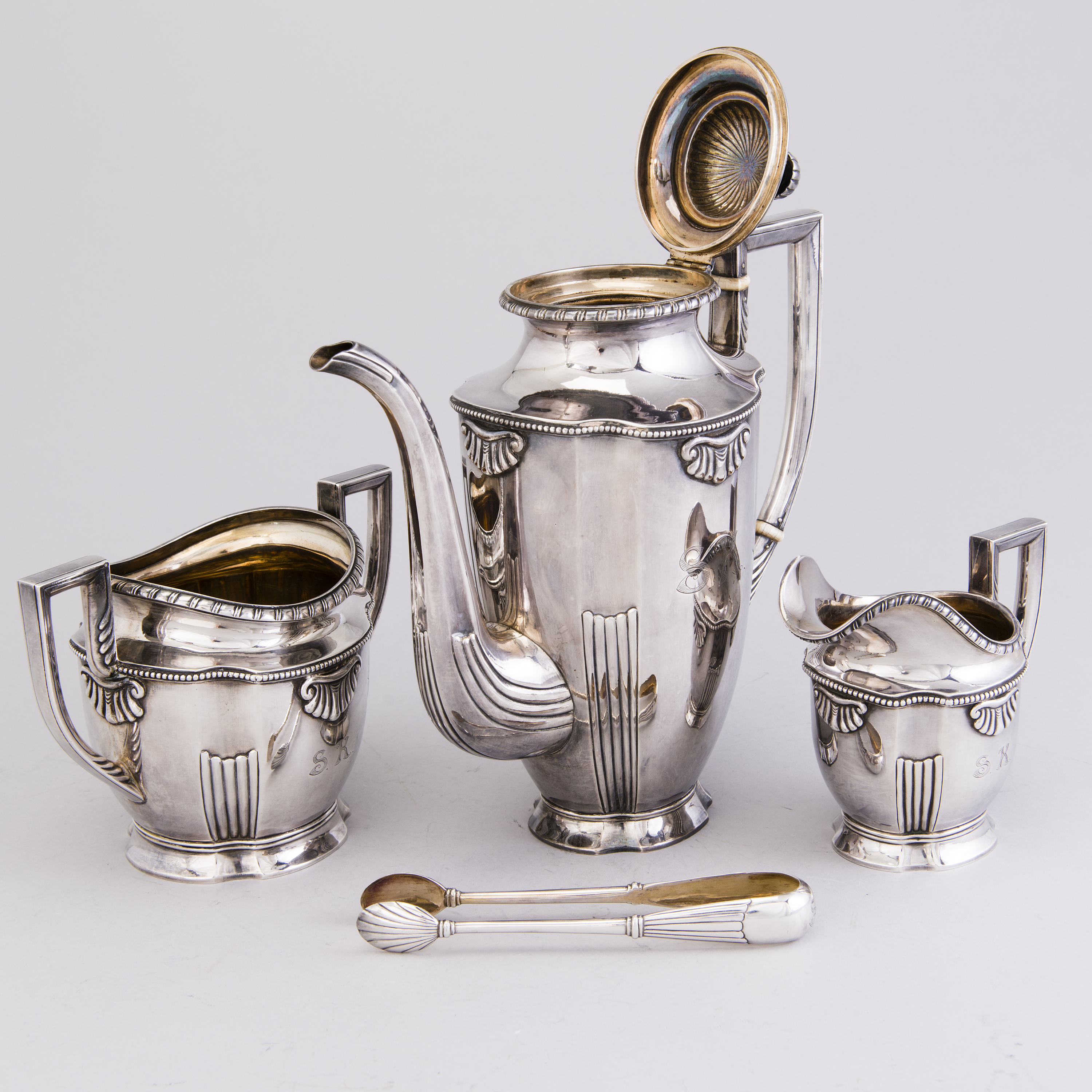 A 4-piece silver coffee set, mark of N.M. Bobir, for I.E. Morozov ...