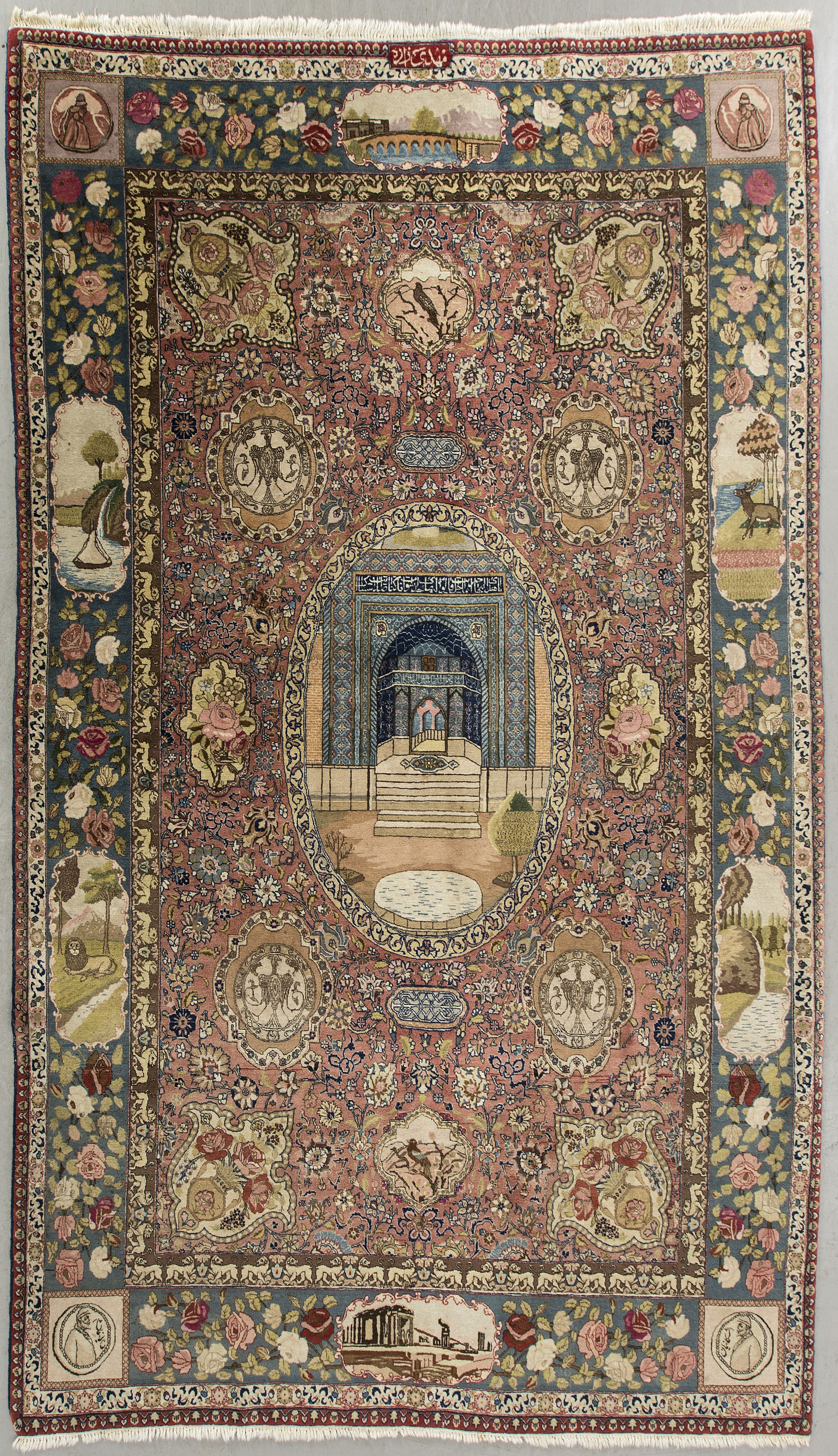 A semiantique signed Kerman figural carpet. Circa 293 x 190 cm. - Bukowskis