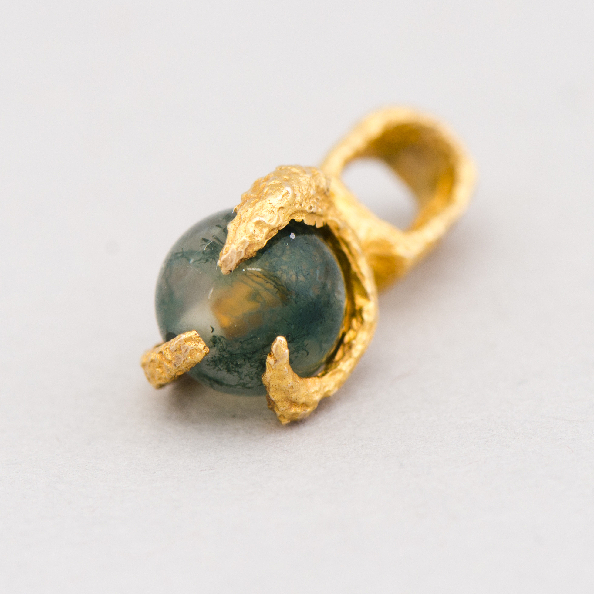 RINTAKORU ja RIIPUS, sammalakaatti, 14K kultaa. Lapponia 1966-75 ...