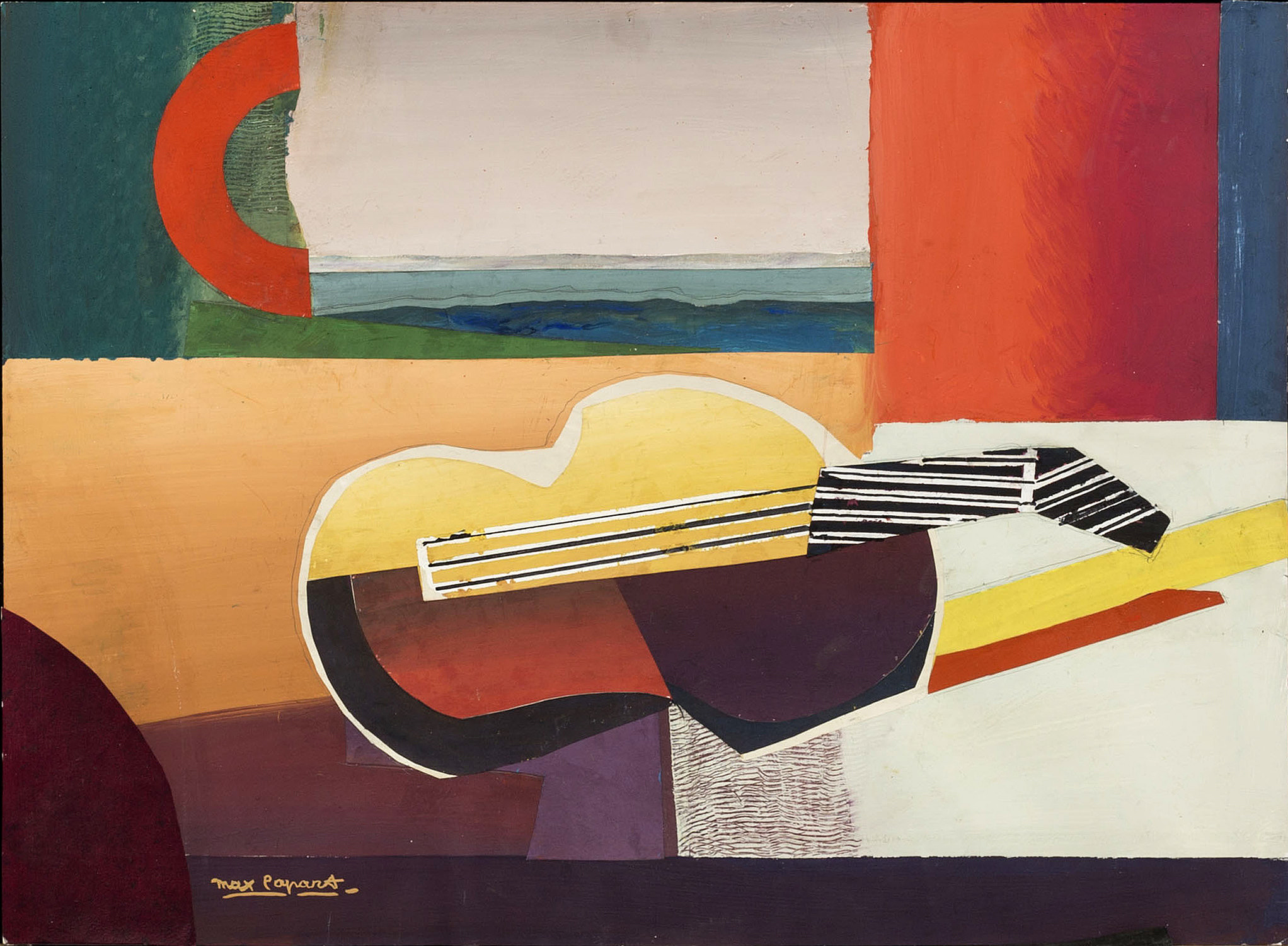 MAX PAPART, gouache med collage, signerad. - Bukowskis