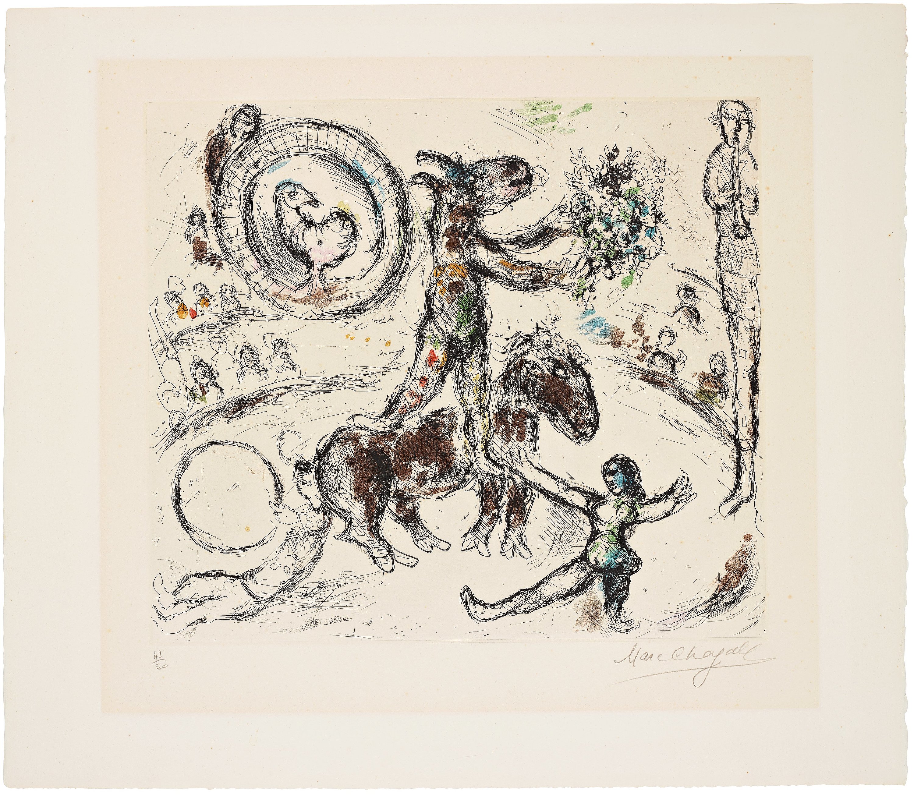 MARC CHAGALL, etching in colour, 1968, signed in pencil and numbered 43 ...