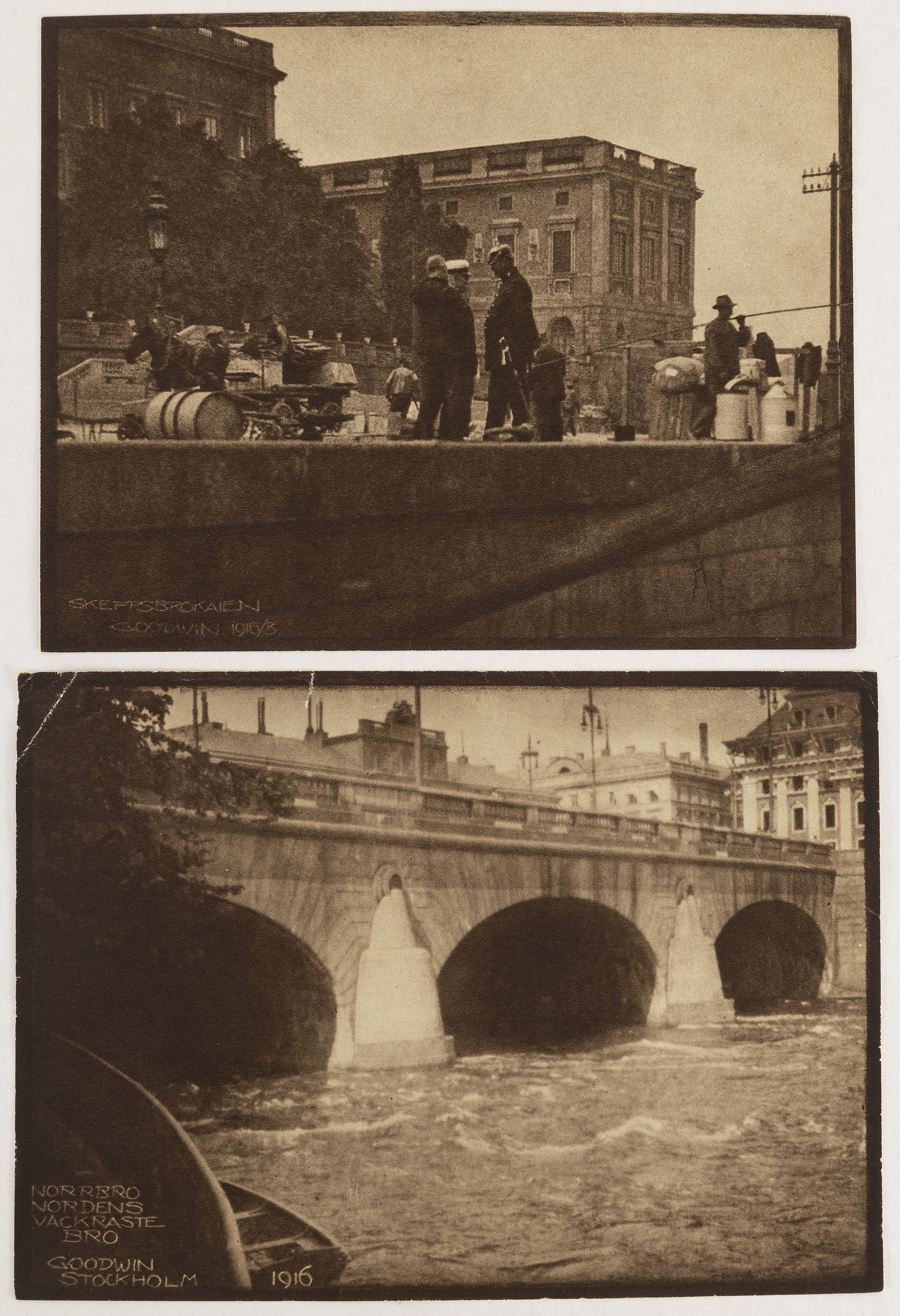 HENRY B. GOODWIN, två fotogravyrer ur boken Vårt vackra Stockholm ...