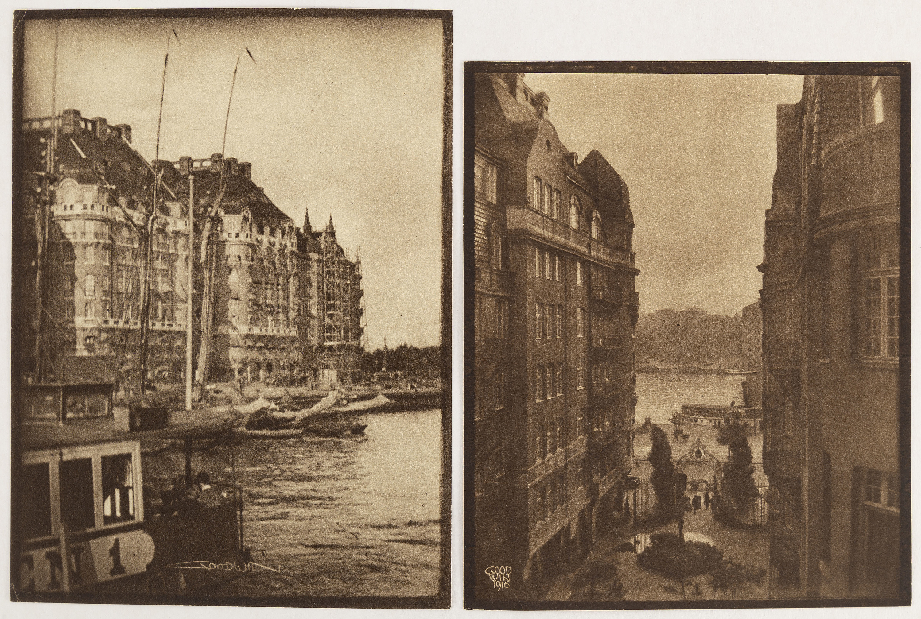 HENRY B. GOODWIN, två fotogravyrer ur boken Vårt vackra Stockholm ...