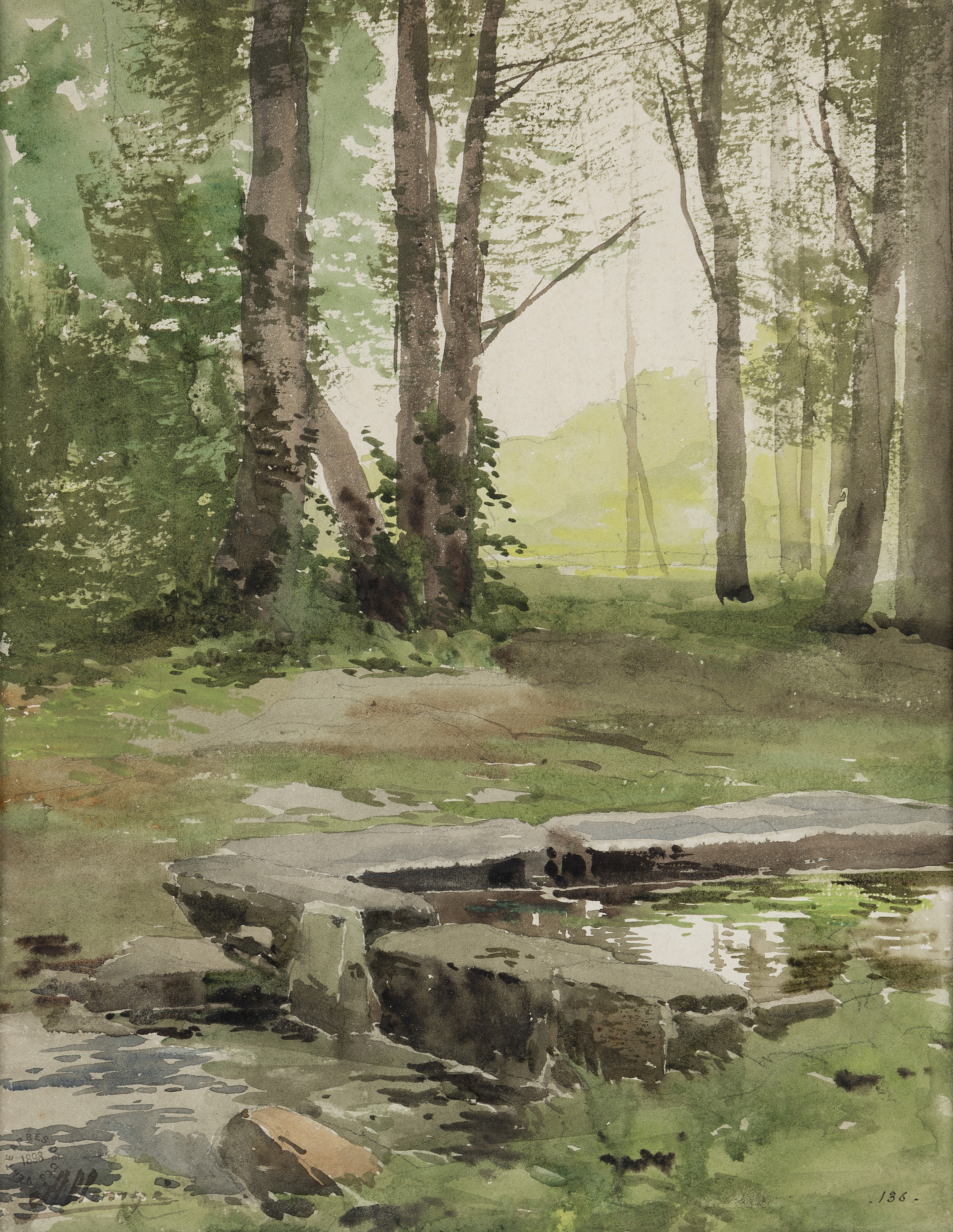 AUGUSTE ALLONGÉ, akvarell, signerad Allongé och märkt med ...