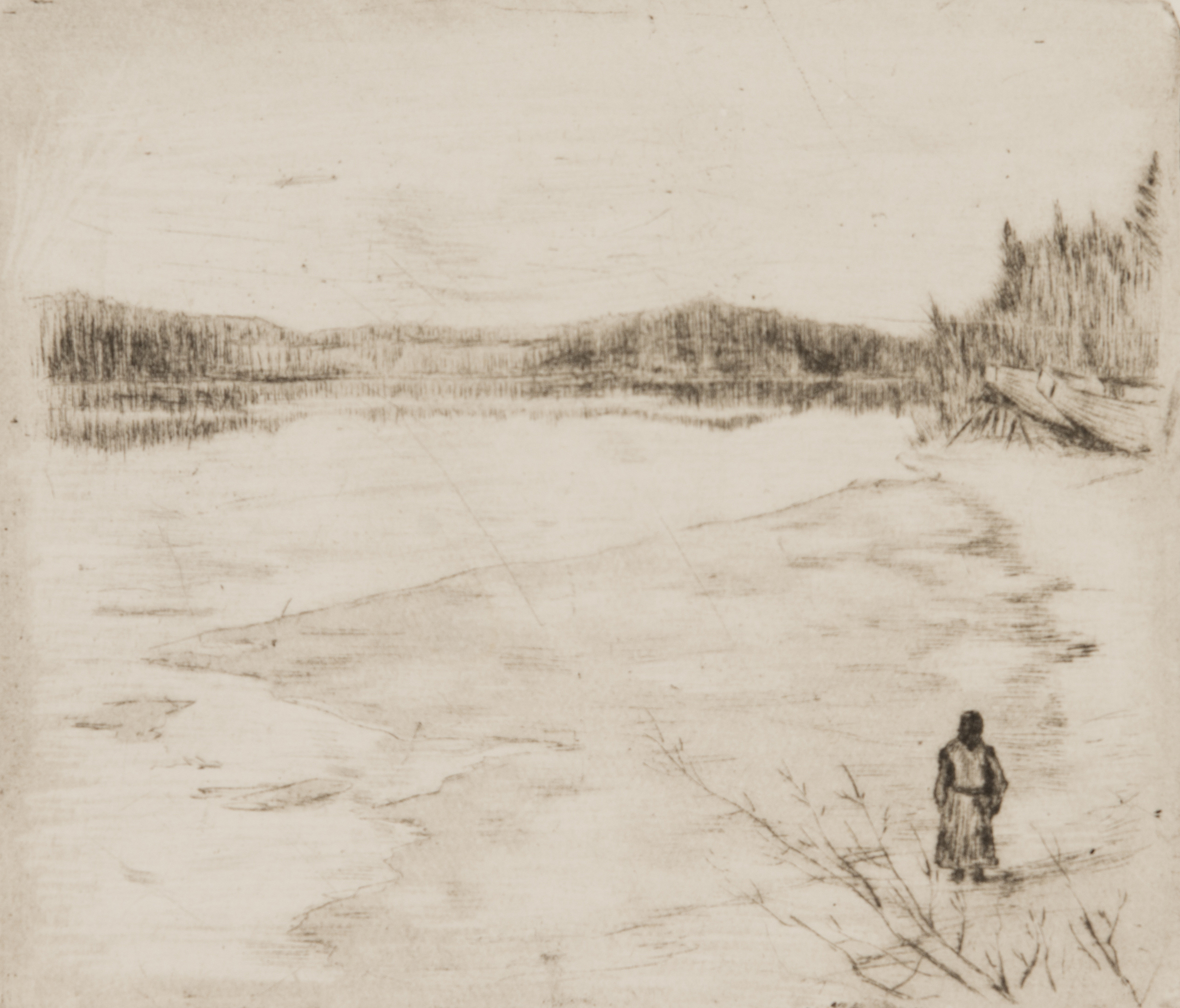 HUGO SIMBERG, etsaus, "Talvinen ranta", signeerattu fecit. - Bukowskis