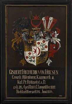 Coat of Arms, Gisbert Freiherr von Friesen 1894. - Bukowskis