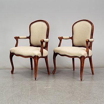 A pair of 18th century rococo armchairs. - Bukowskis