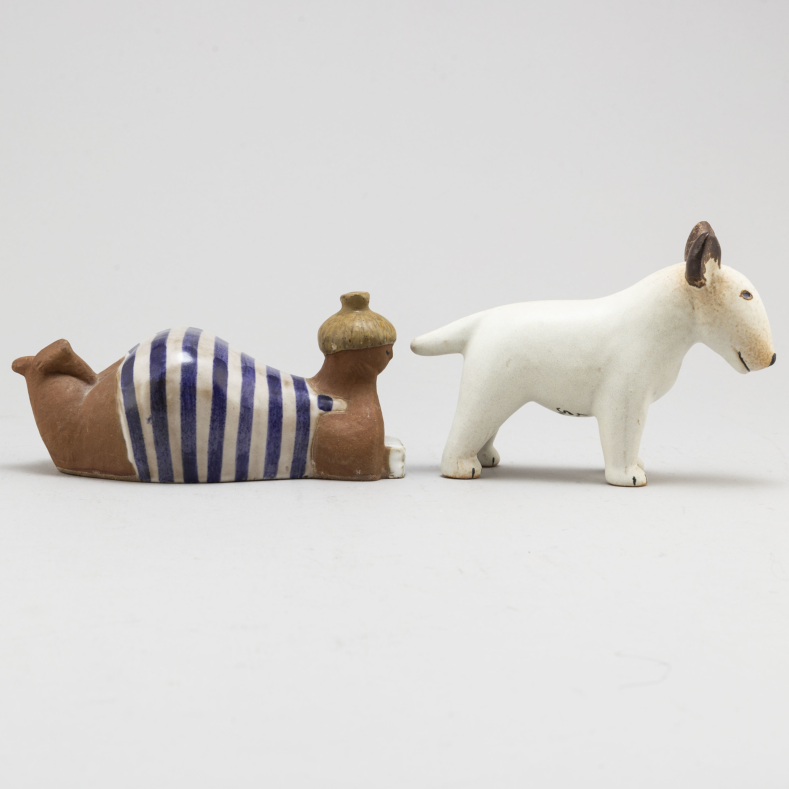 LISA LARSON, two stoneware figurines, including 'Beata', from ABC-flickorna, Gustavsberg ...