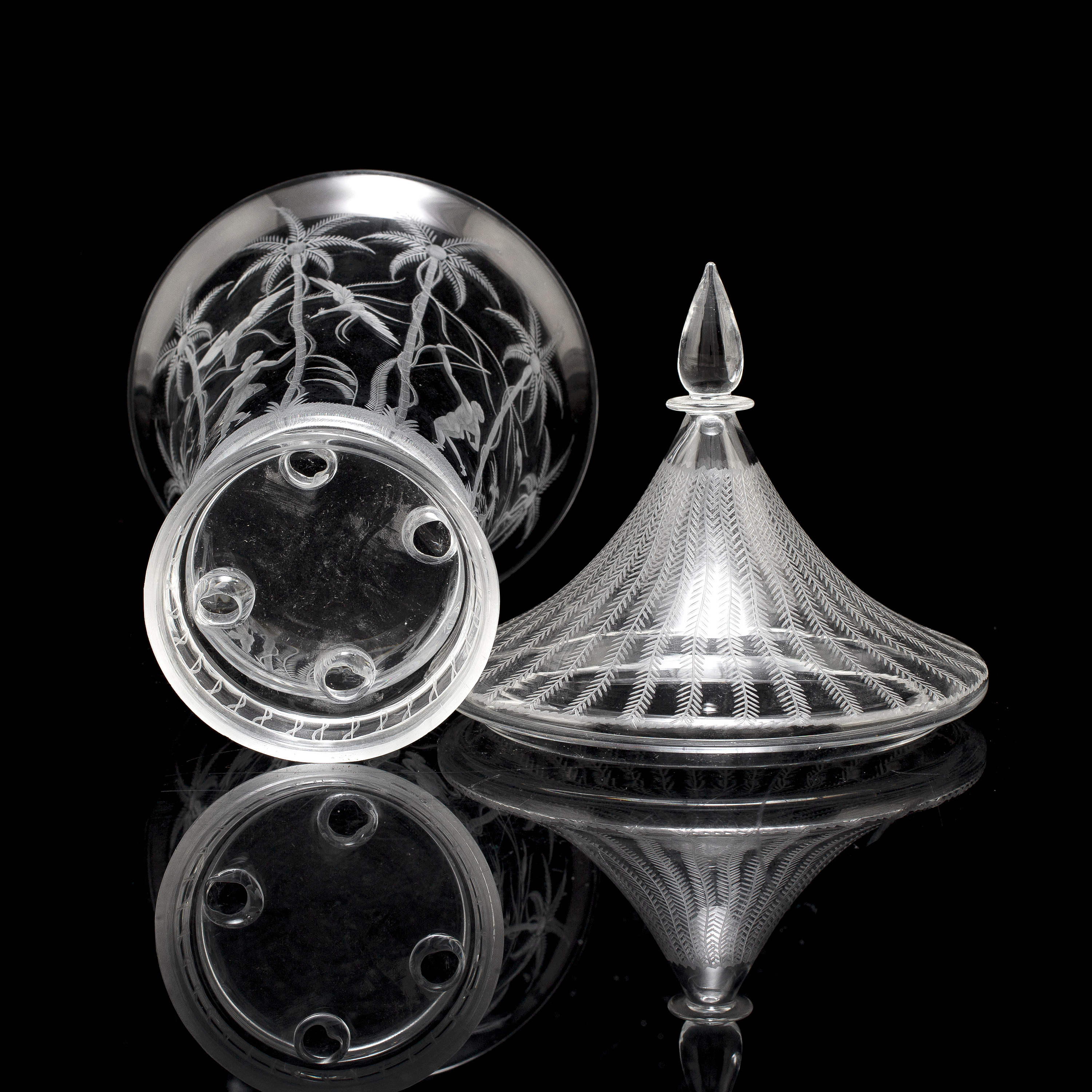 EDWARD HALD, a glass vase and cover from Orrefors, designed in 1918 ...