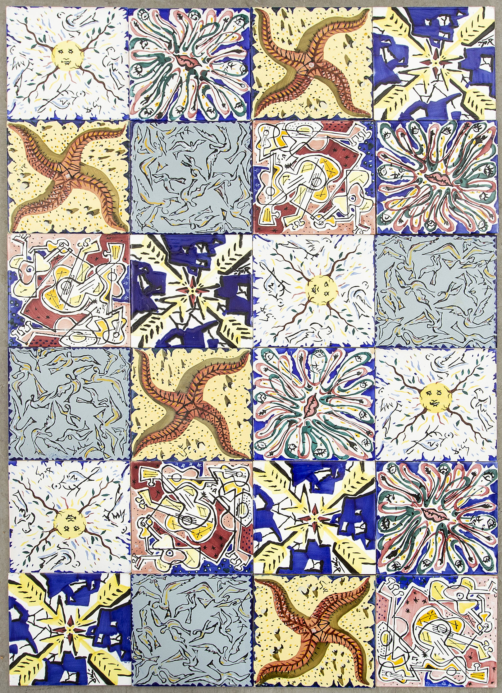 SALVADOR DALÍ, 29 x 6 pieses of tiles, signed in the earhtenware ...