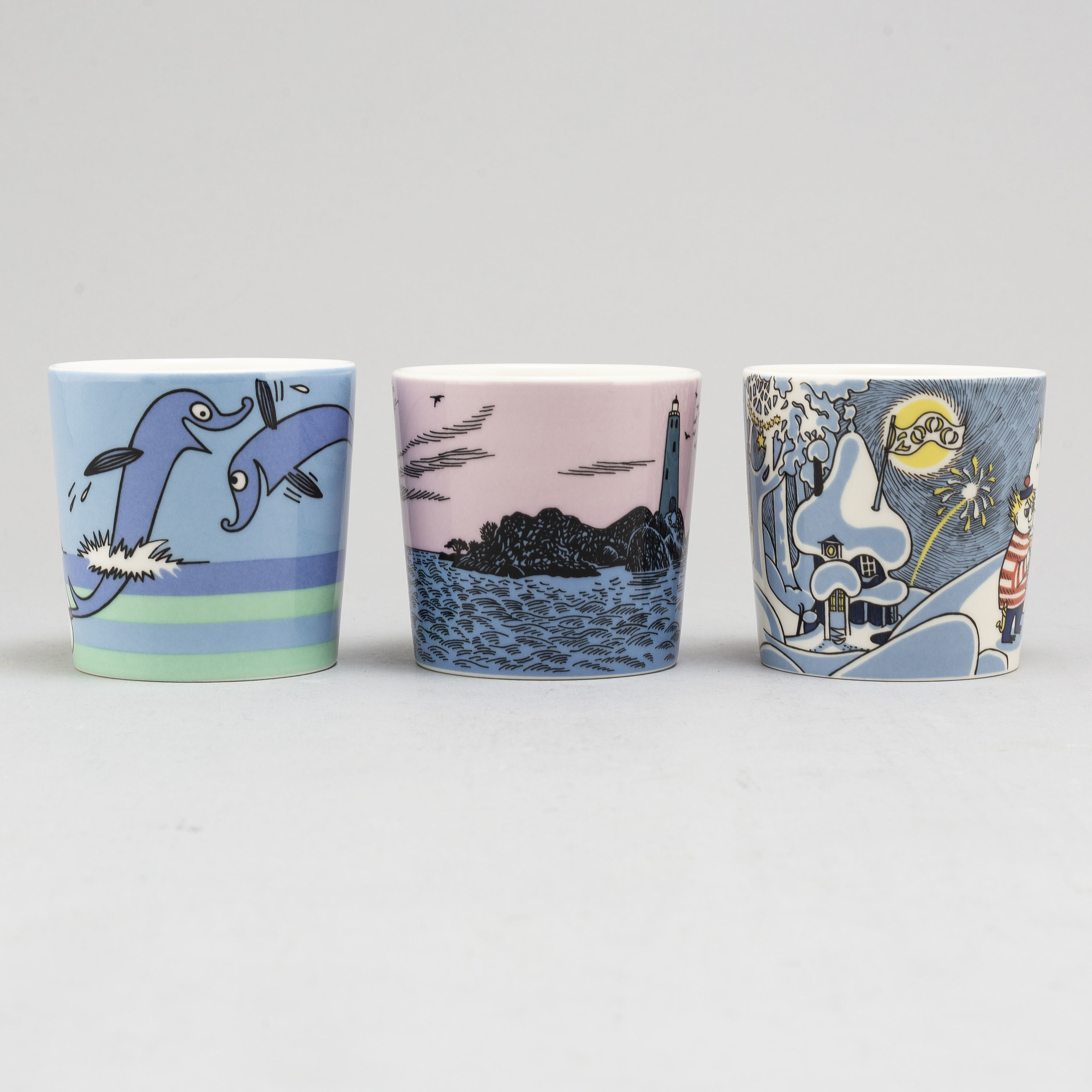 Three Moomin charachters porcelain mugs from Arabia, Finland. - Bukowskis