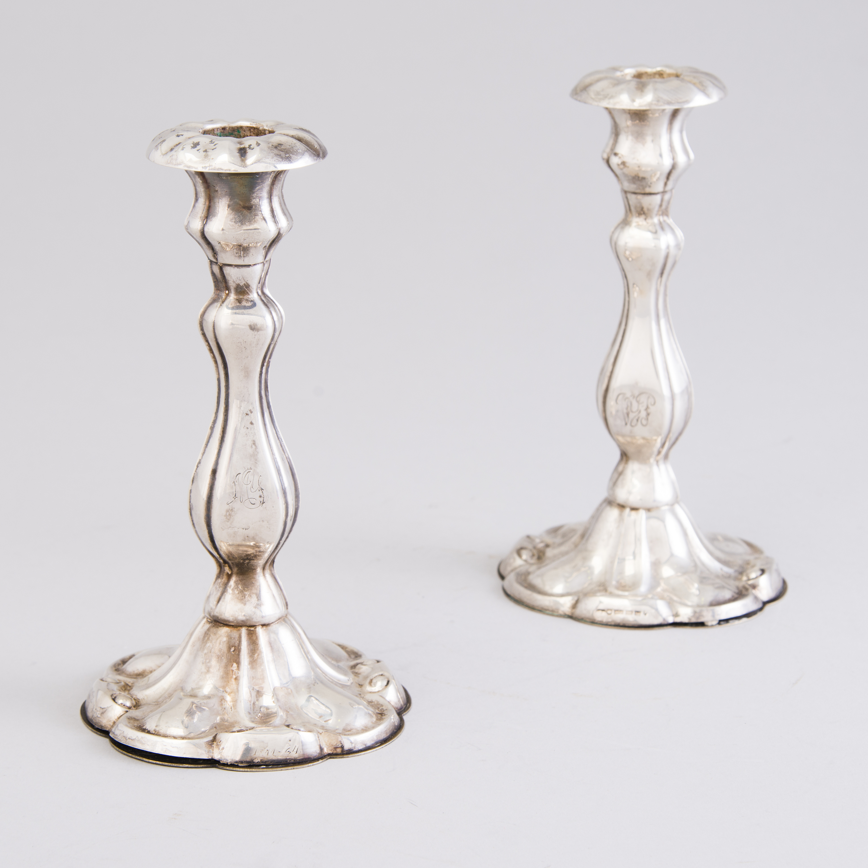 A Pair of Finnish Silver Candlesticks, marks of Kultakeskus ...