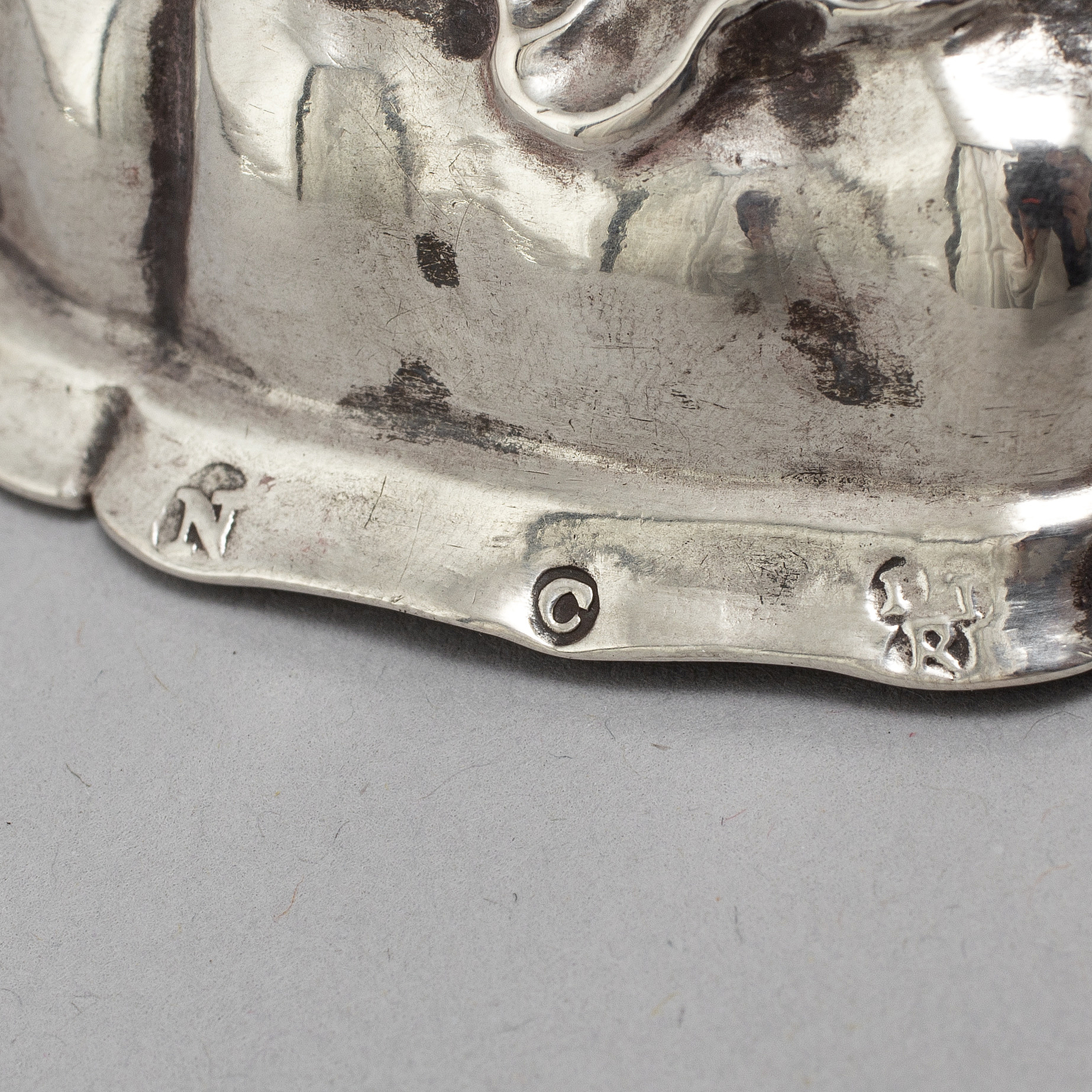 Two German 18th century parcel-gilt silver salts, marked Johann Jacob ...