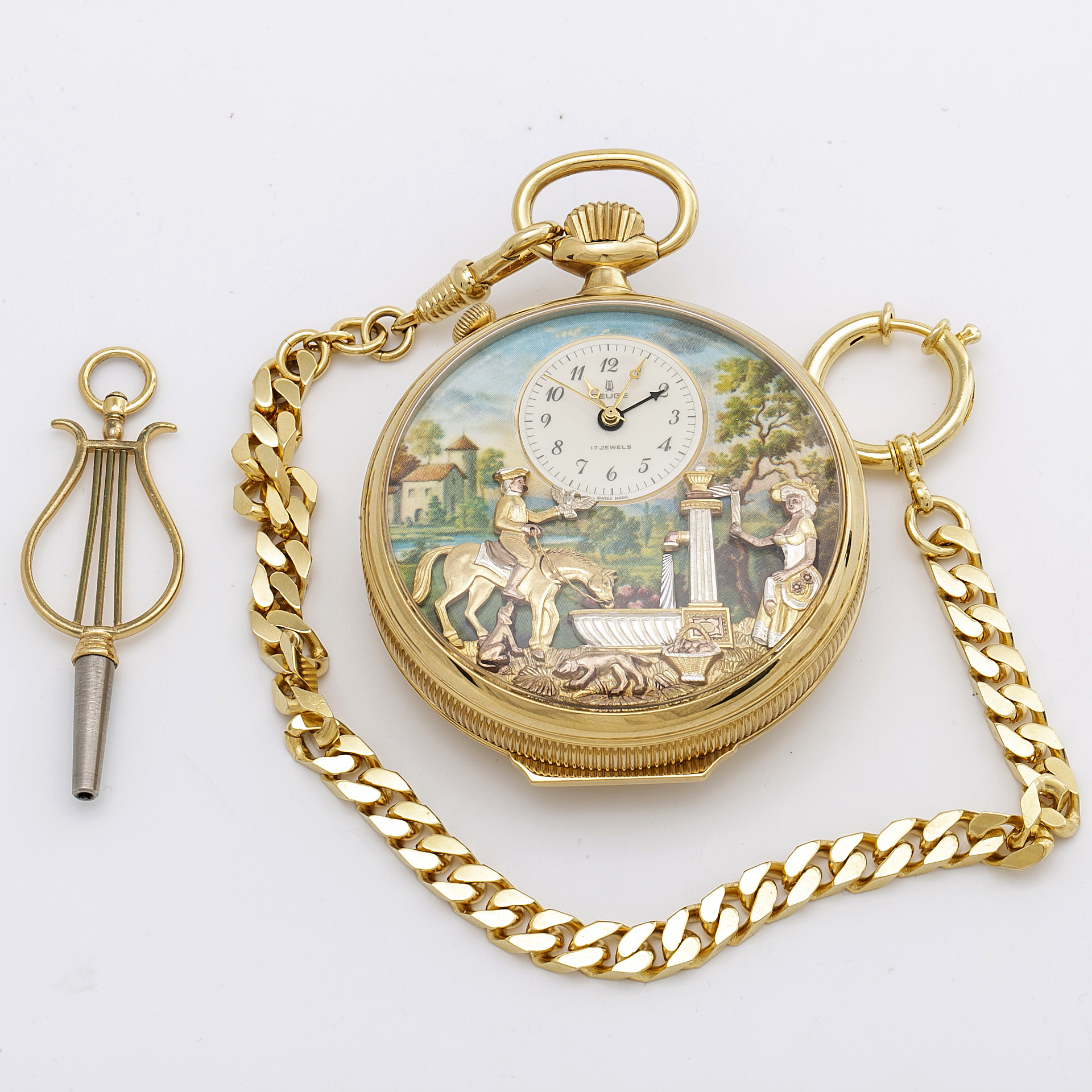 Charles Reuge "The Fountain" Automaton Pocket Watch, alarm, 57 mm ...