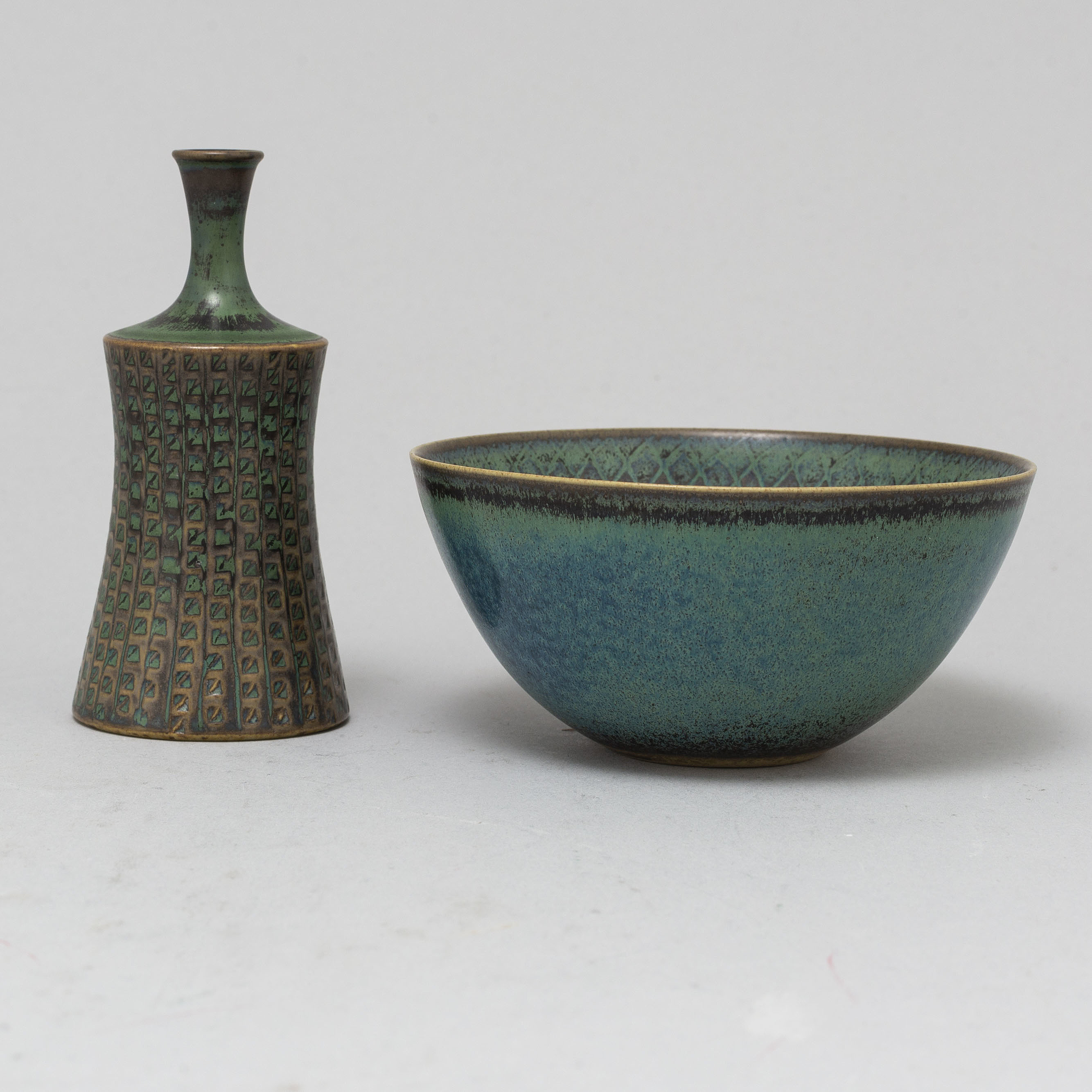 STIG LINDBERG, vas och skål, stengods, Gustavsberg Studio, 1950-60-tal ...