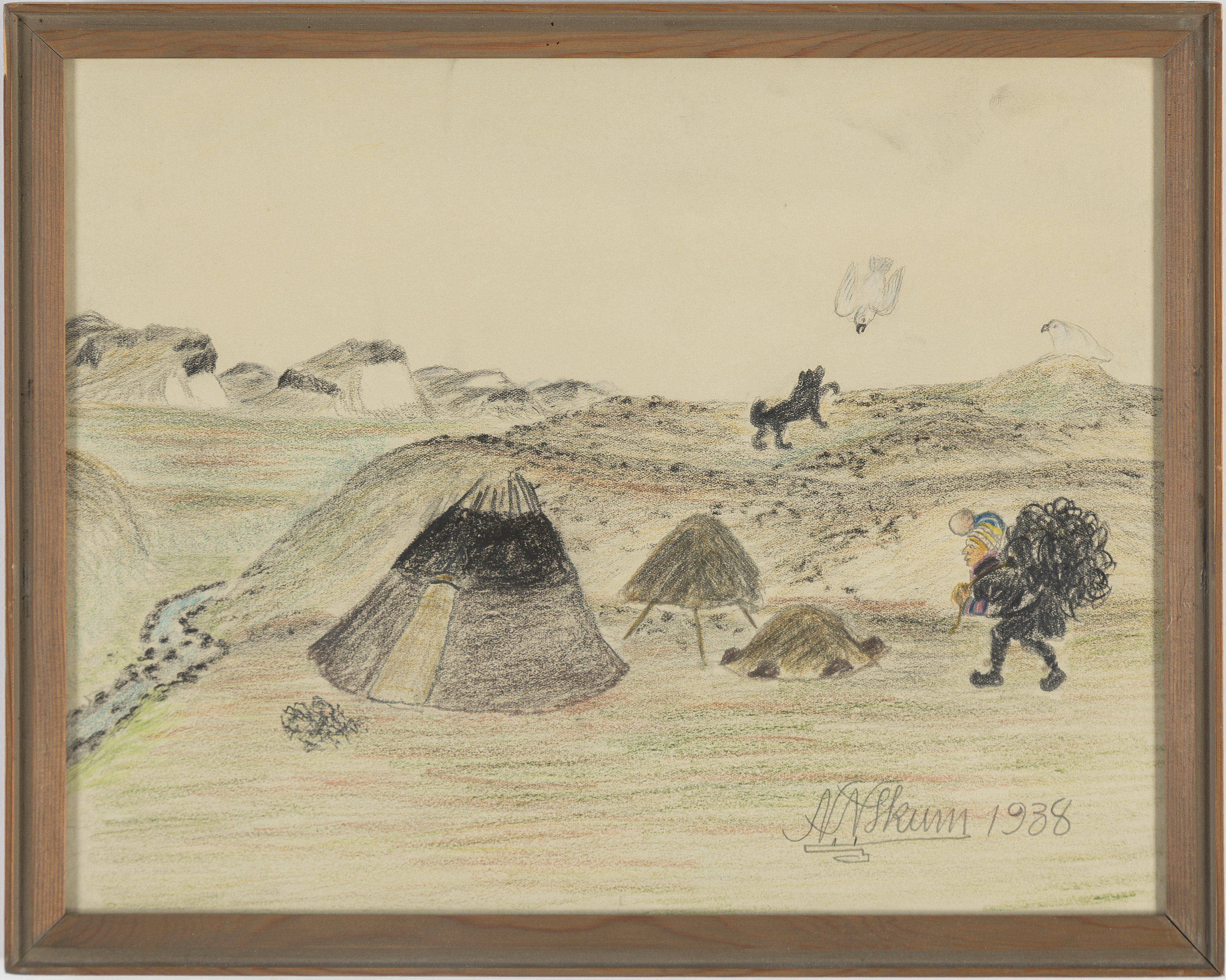 NILS NILSSON SKUM, crayon and pencil, signed N.N. Skum and dated 1938 ...