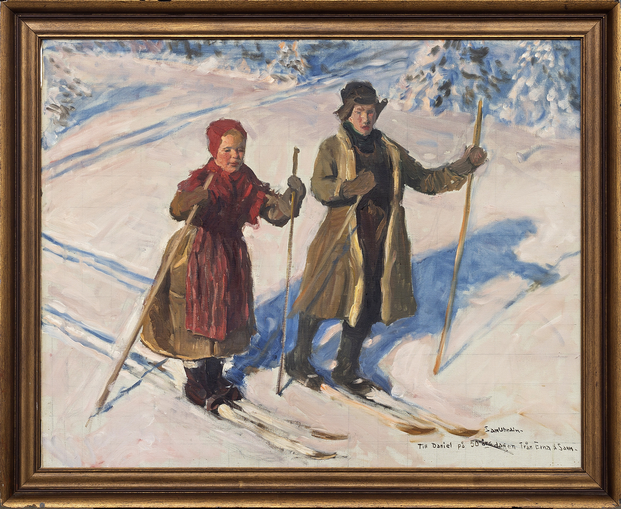 SAM UHRDIN, oil on canvas, signed, dedication. - Bukowskis