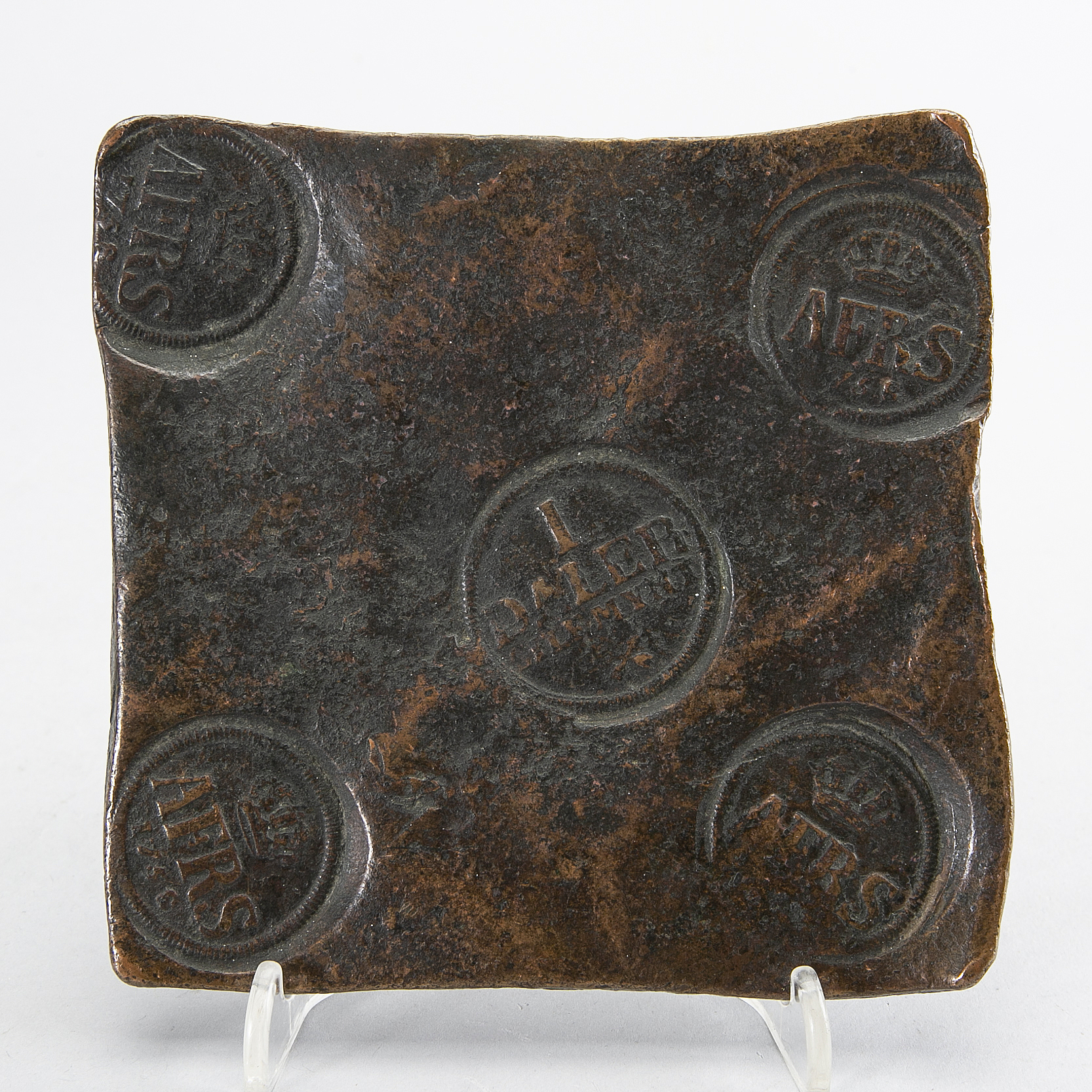 A Swedish copper plate money, 1 daler silvermynt, Adolf Fredrik 1758 ...