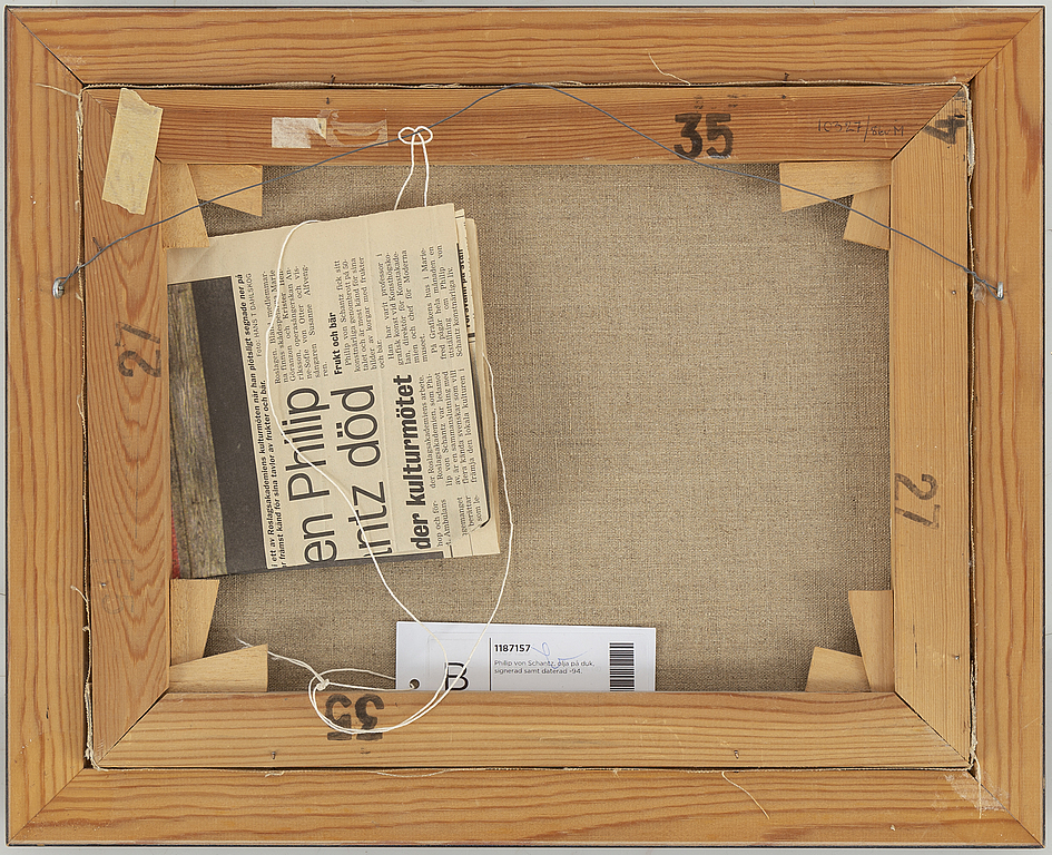 Philip von Schantz, oil on canvas, signed and dated -84. - Bukowskis